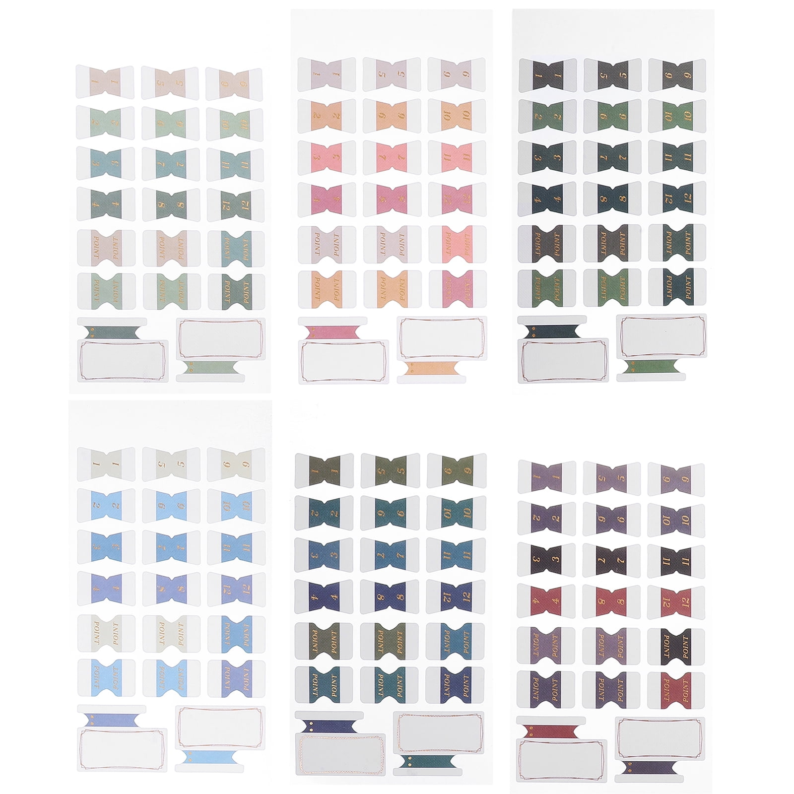 Qumonin 6 Sheets of Colorful Tabs Sticky Tabs Page Markers Vintage Page ...