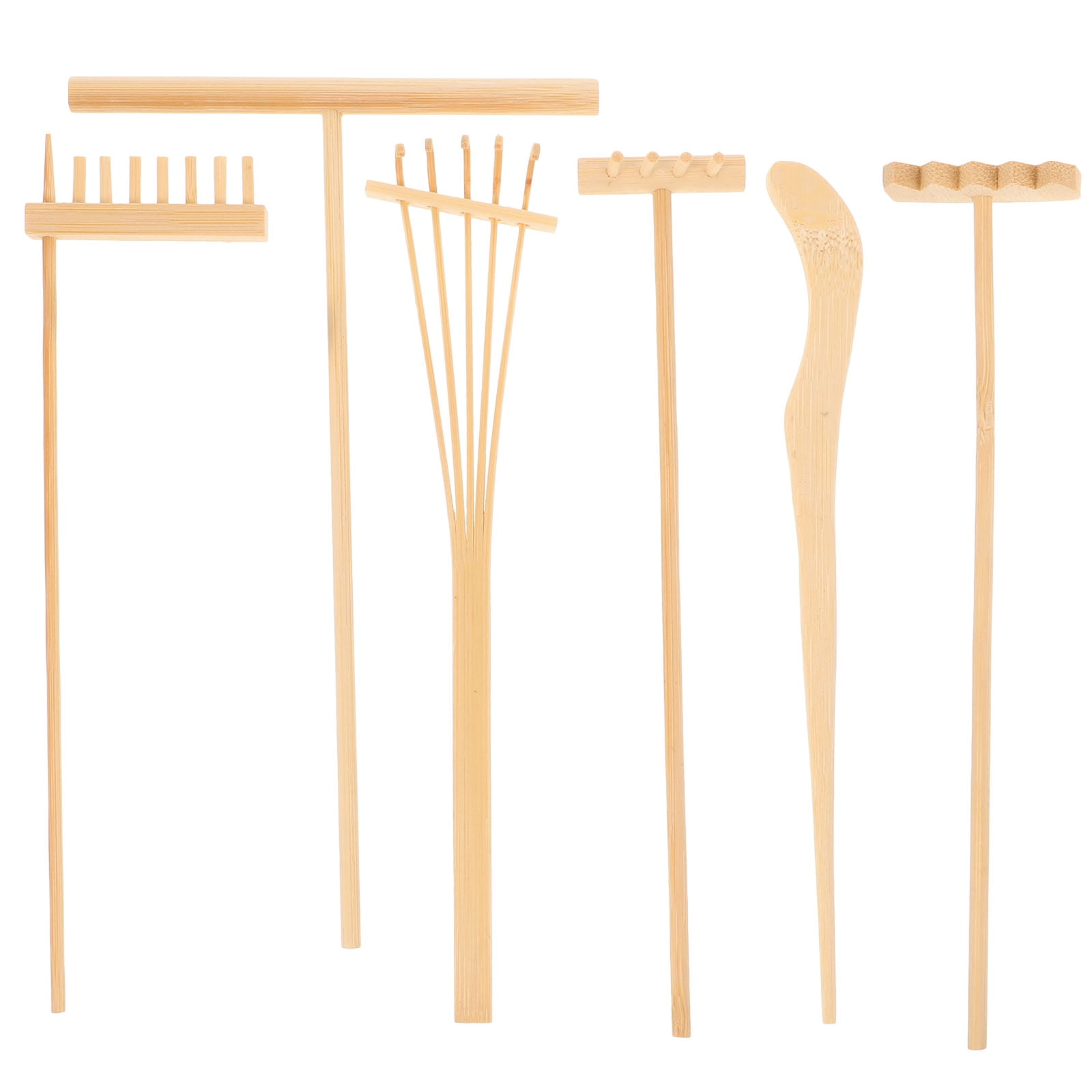 Bamboo Rake Set for Decor Use 6 Pcs Mini Gardening Tools Ideal for Sand ...