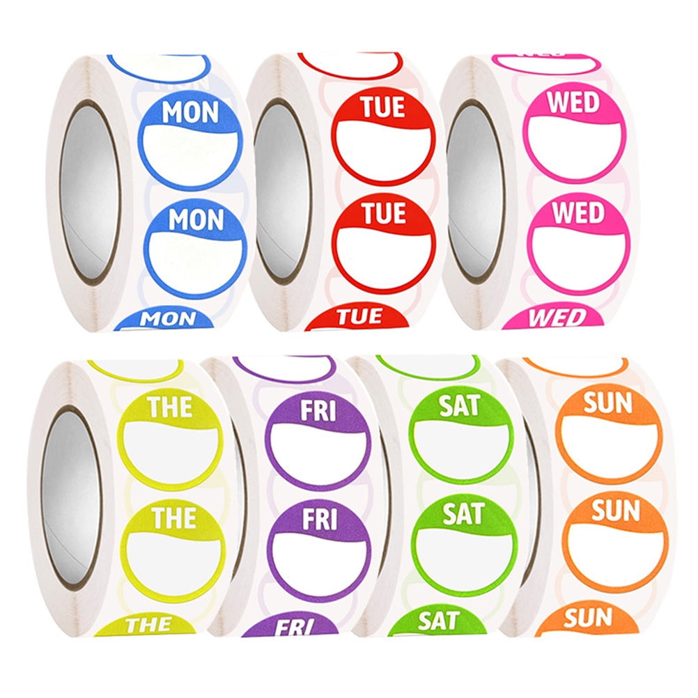 Qumonin 7 Rolls of Weekdays Labels Adhesive Sticky Labels Weekday ...