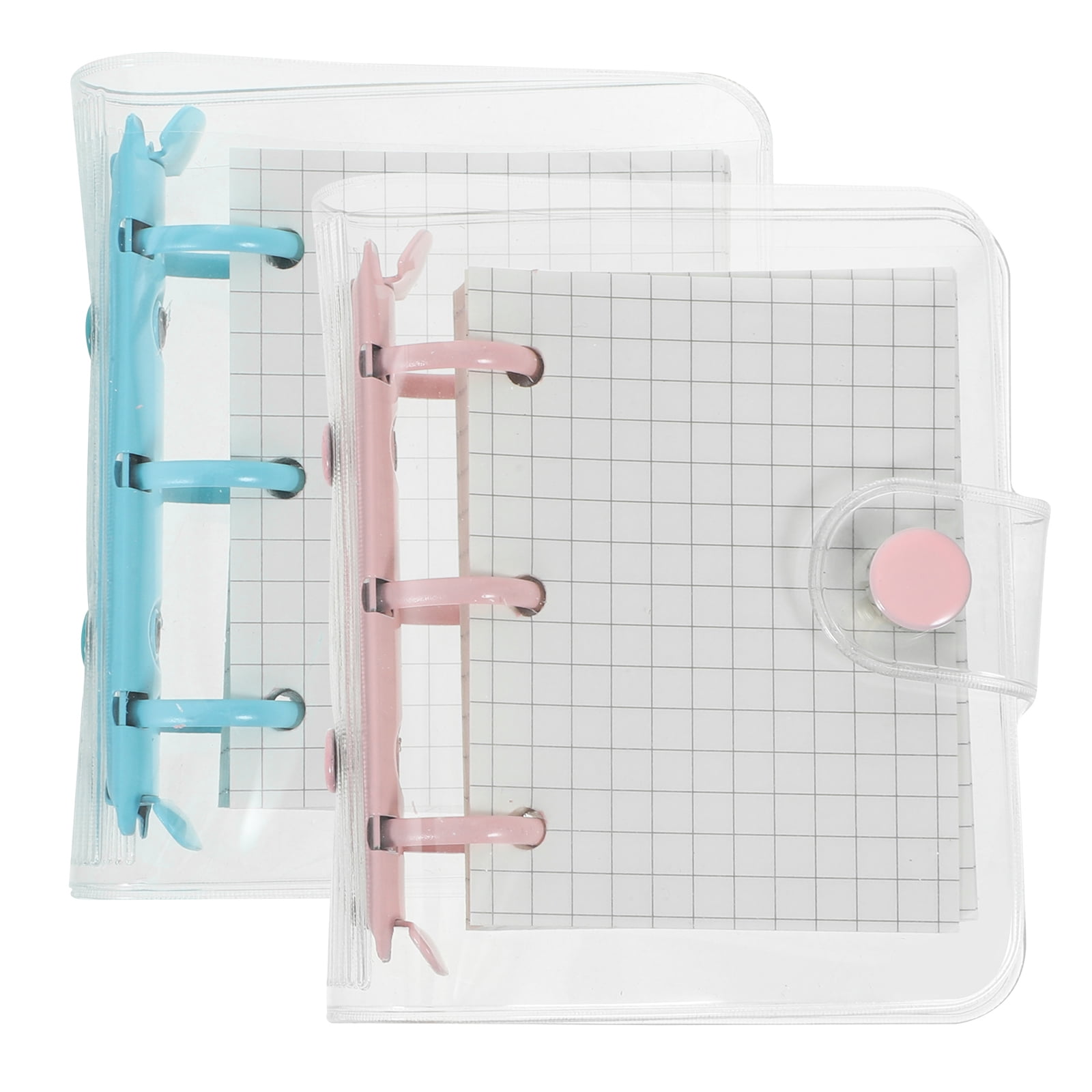 Qumonin Grid Spiral Notebook + 2 Mini Clear 3 Ring Binders with Paper ...