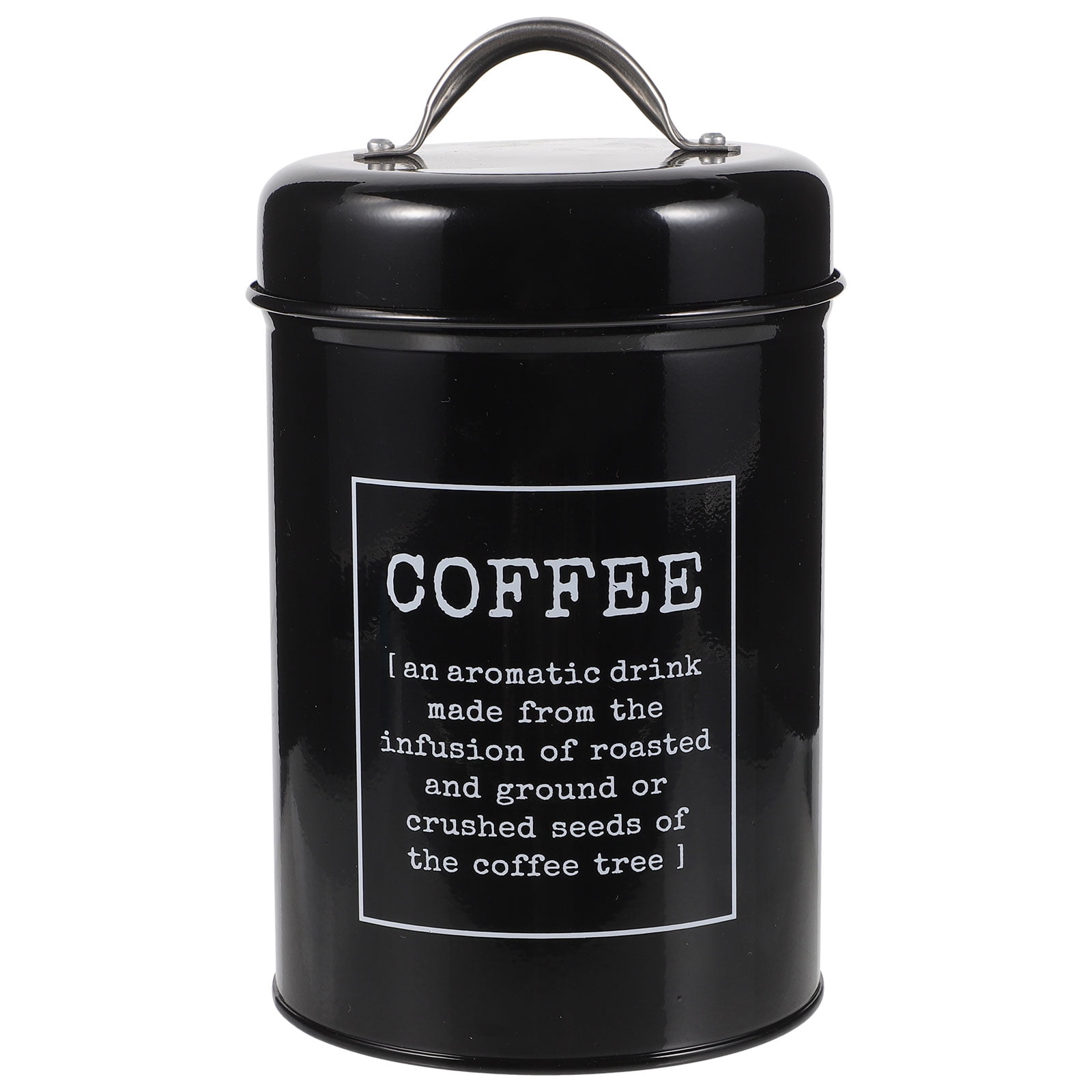 Qumonin Black Metal Coffee Canister, Airtight Storage Jar for Tea ...