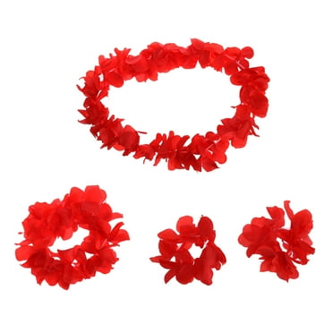 Hawaiian Leis for Luau Party, 5 Pcs Necklace Hawaiian Accessories, Luau Outfits for Women Girls ...