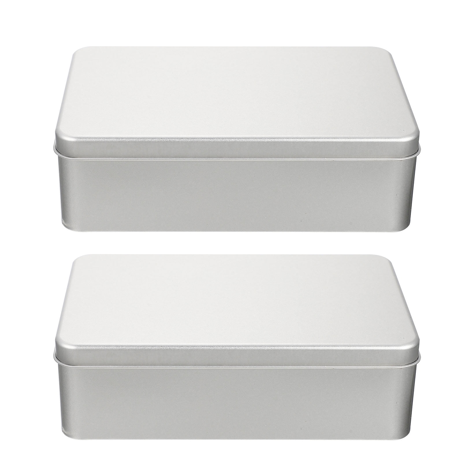 Qumonin Tinplate Storage Boxes, Rectangular Metal Tin with Lids (2pcs ...