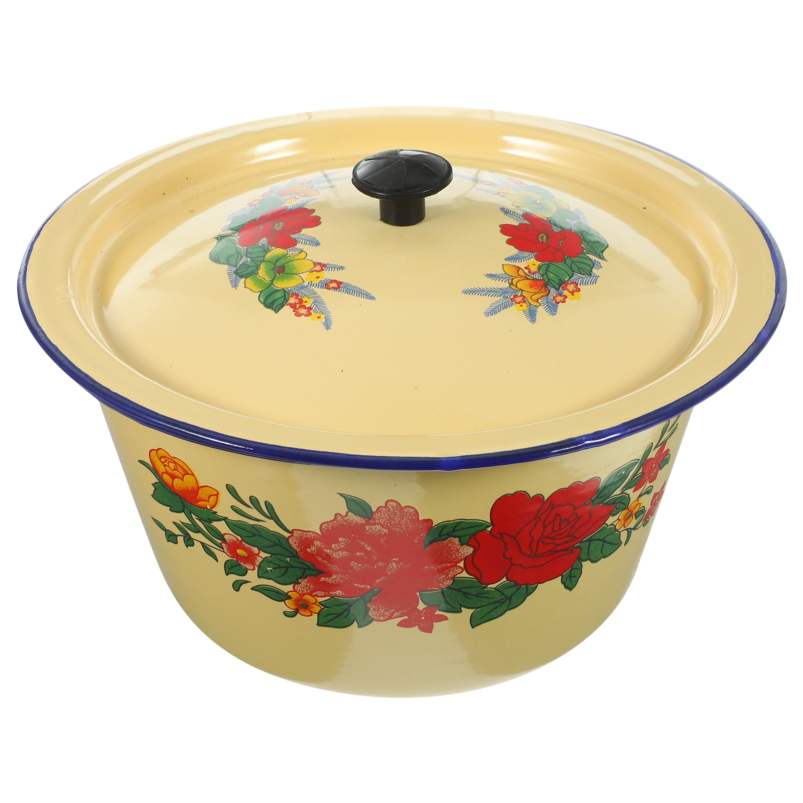 ADDHAT Retro Enamel Bowls With Covers Multifunctional 1Pack 8.1X7.9X5 ...
