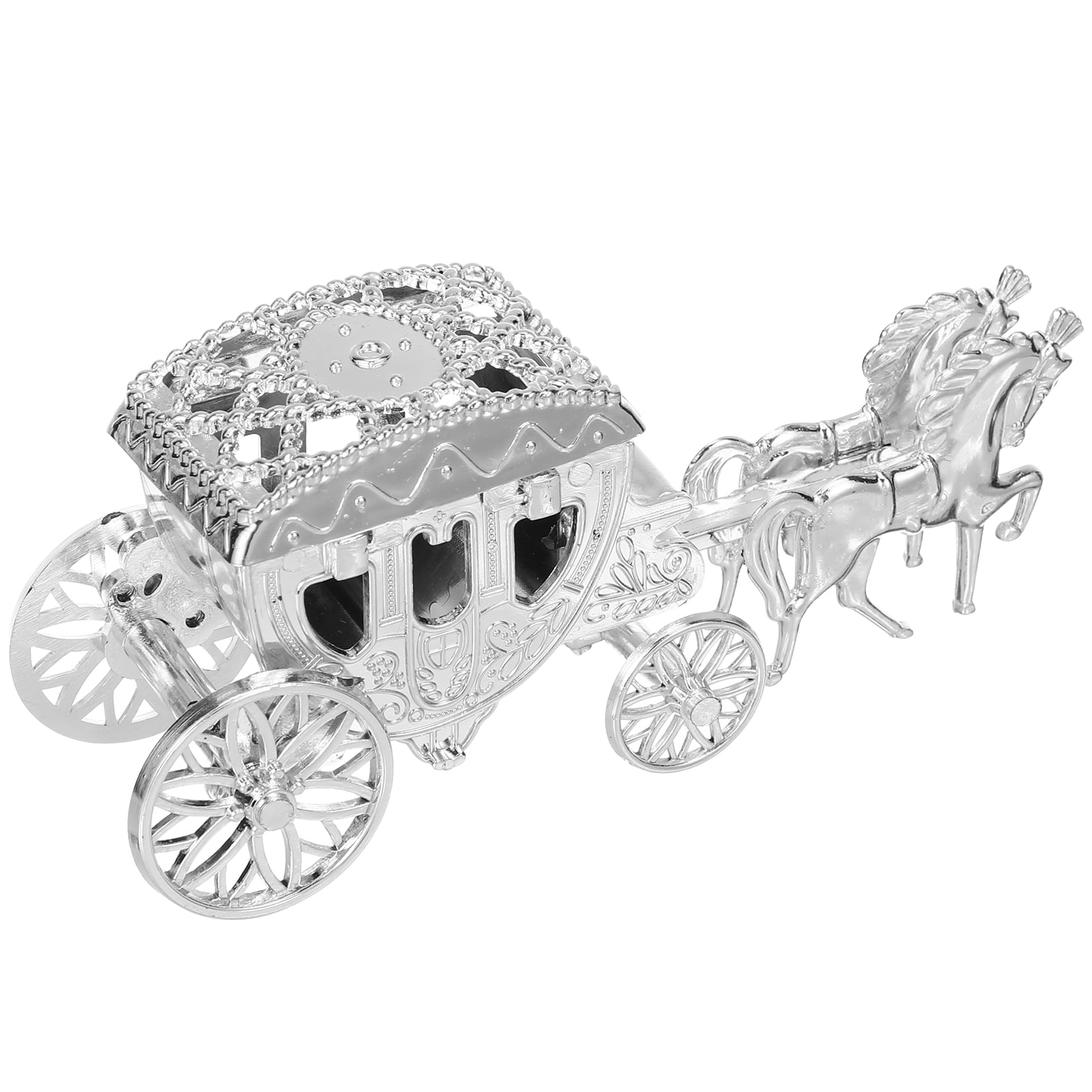 Qumonin Wedding Princess Carriage Candy Box Party Favor Gift Box Silver ...