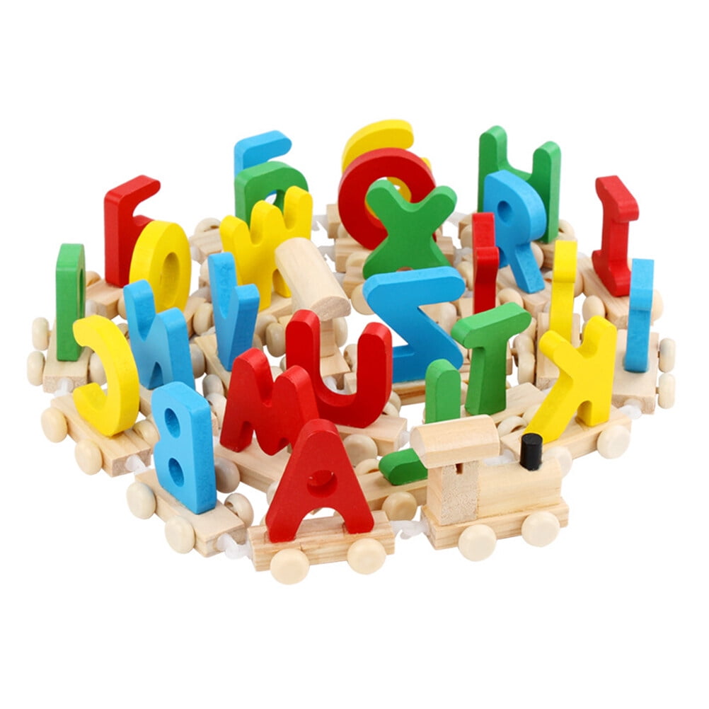 Qumonin Wooden Alphabet Train Set for Kids - Early Learning Educational ...