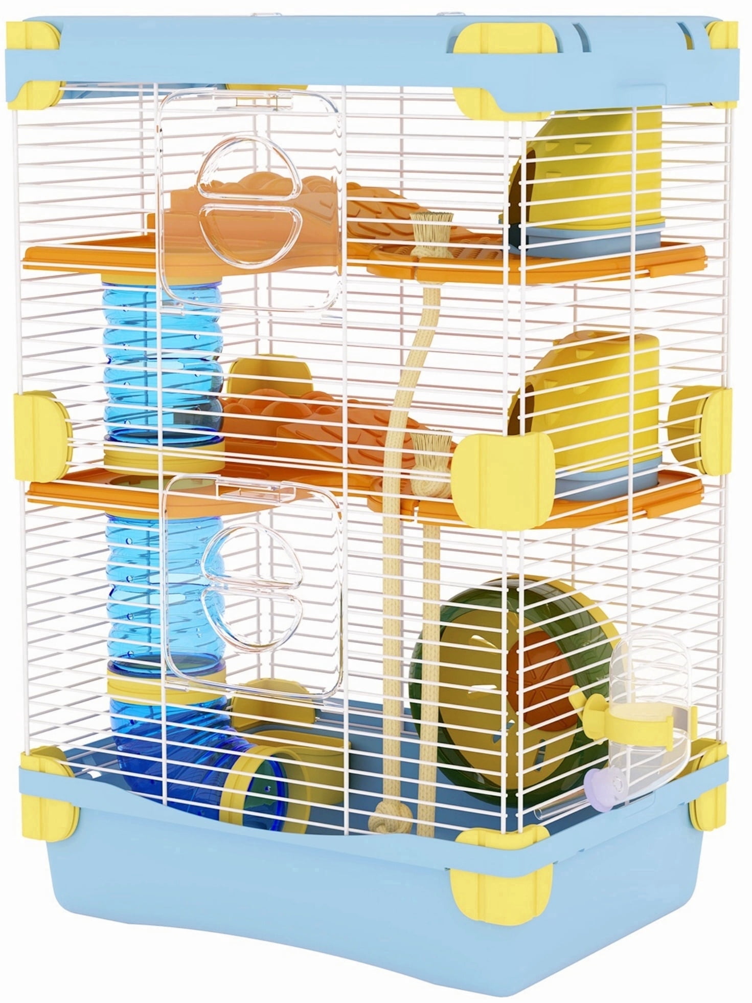 Qunbio 2-Level Hamster Cage, Gerbil House Habitat Kit, Hamster Cottage ...