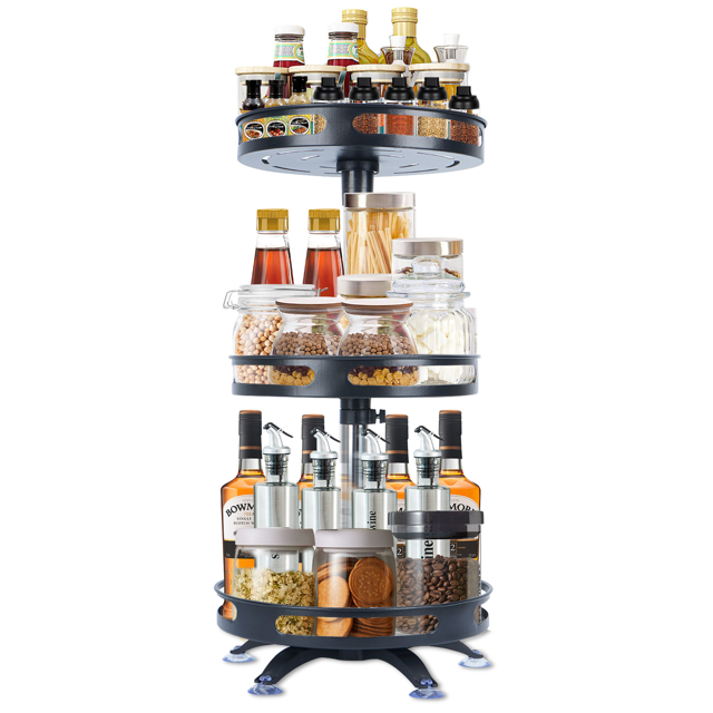 Qunbio 3-Tier Rotating Spice Rack, Seasoning Counter Organizer with ...
