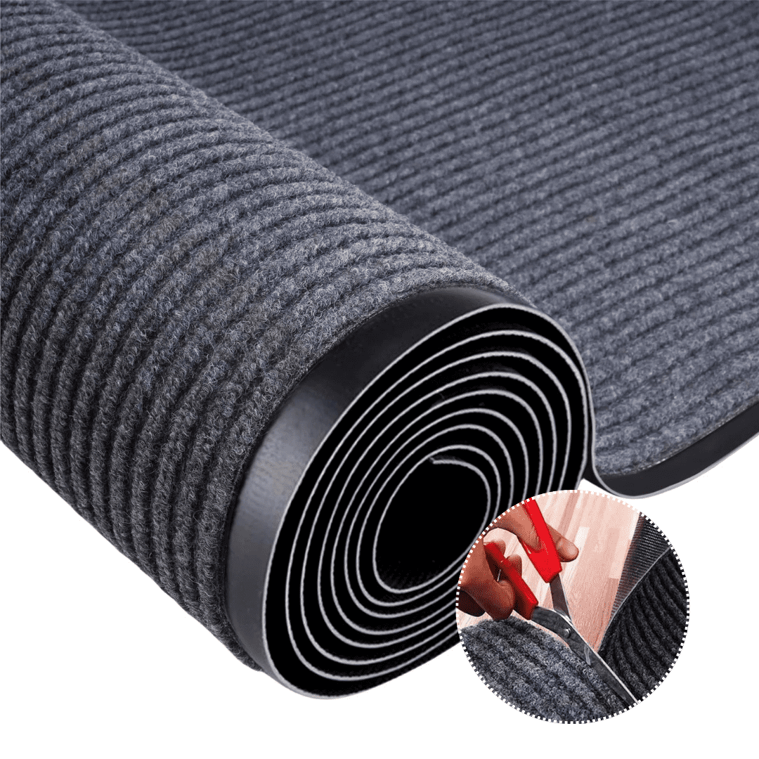 Qunbio 3x10ft Heavy-Duty, Water-Absorbing, Non-Slip PVC Rug, Grey ...