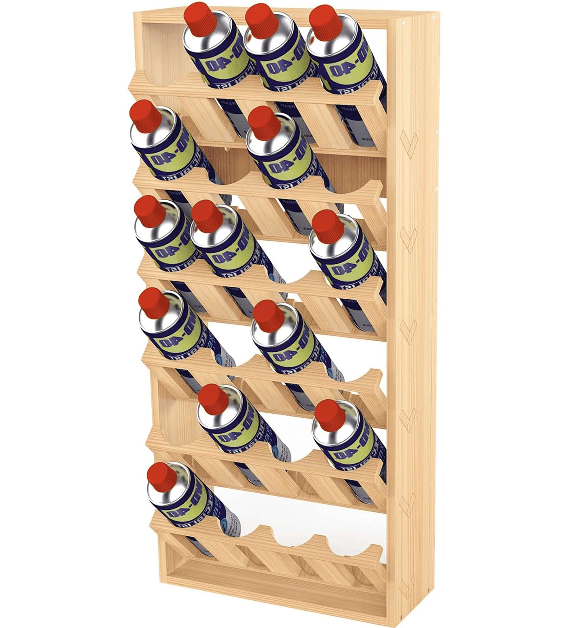 Qunbio Wooden Spice and Sauce Rack, 24 Slots, Wall Mount, Kitchen ...