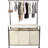 Whitmor Easy-Lift Triple Bag Metal Rolling Laundry Sorters, Beige ...