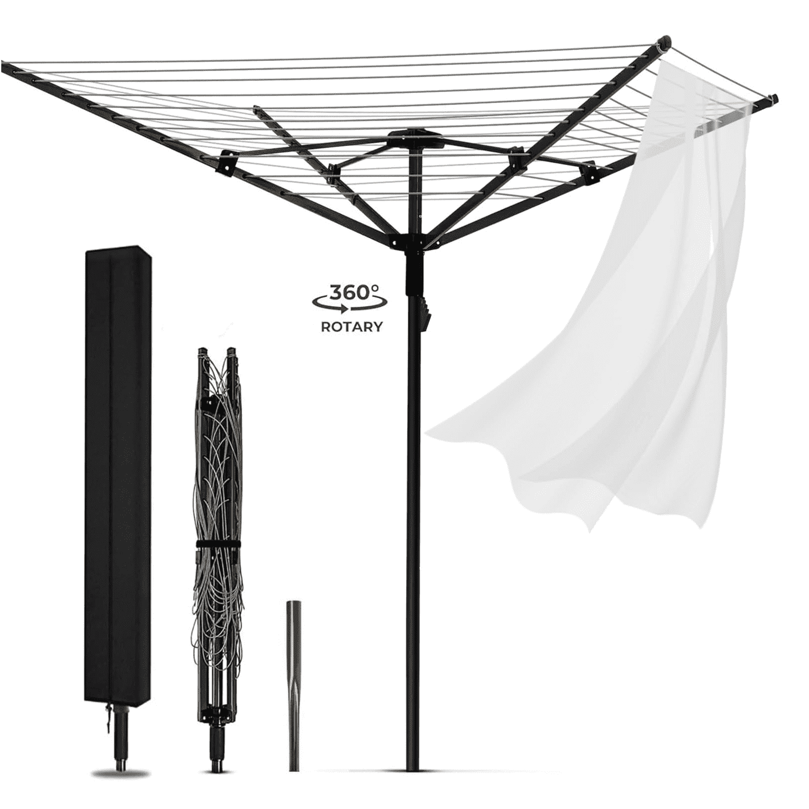 Qunbio Clothes Drying Rack,Heavy-Duty Steel Frame Drying Rack,12-Line ...