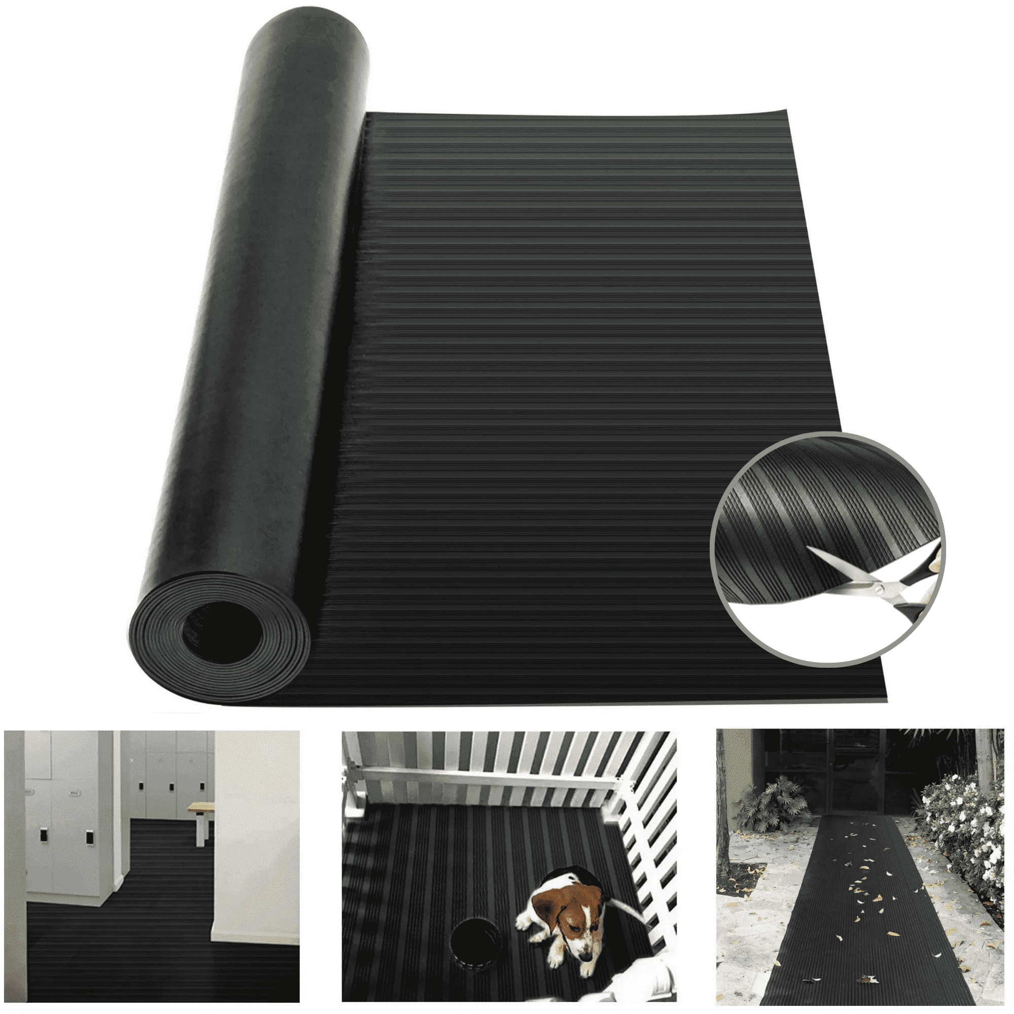Free Shipping! Qunbio Corrugated Rubber Floor Mats-1/8in x 3.3ft x 9 ...