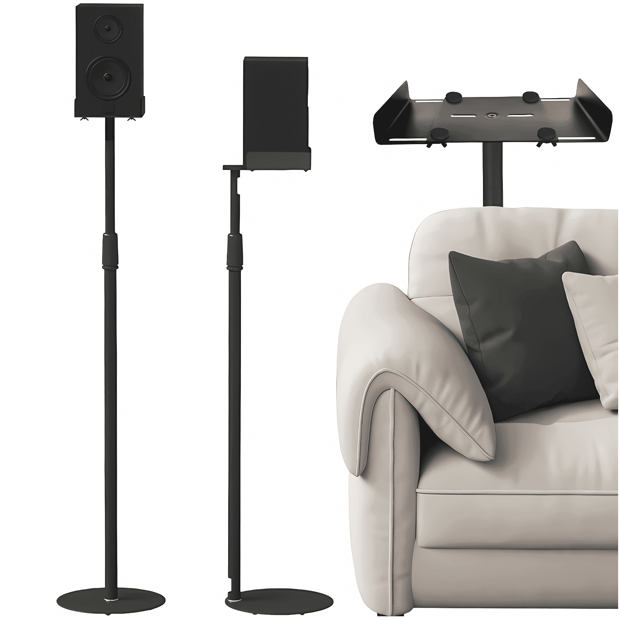 Qunbio Pack of 2 Speaker Stand, Height Adjustable Speaker Stands Pair ...