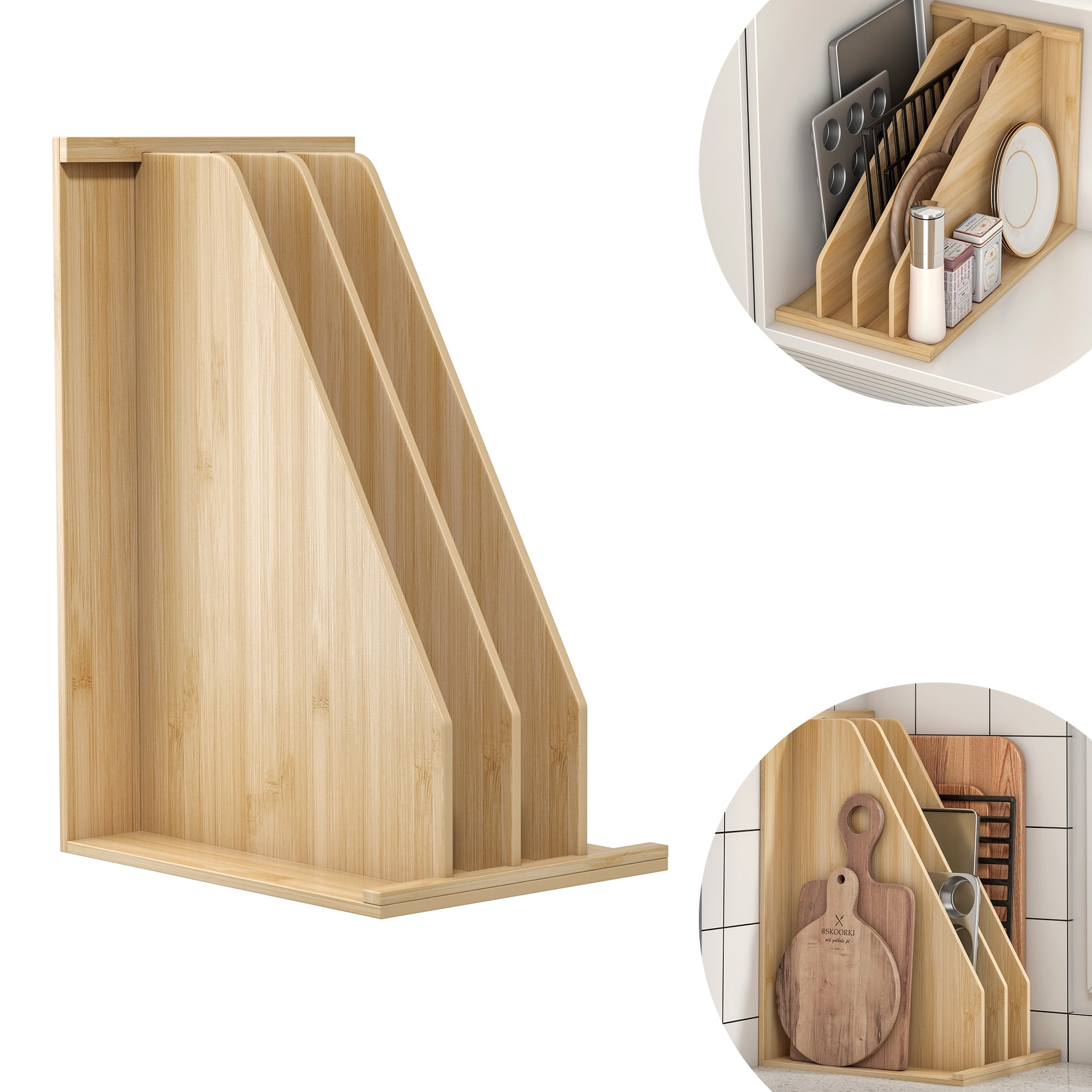 Qunbio TD3 Tray Dividers for Cabinets, Wooden Kitchen Cabinet Tray ...