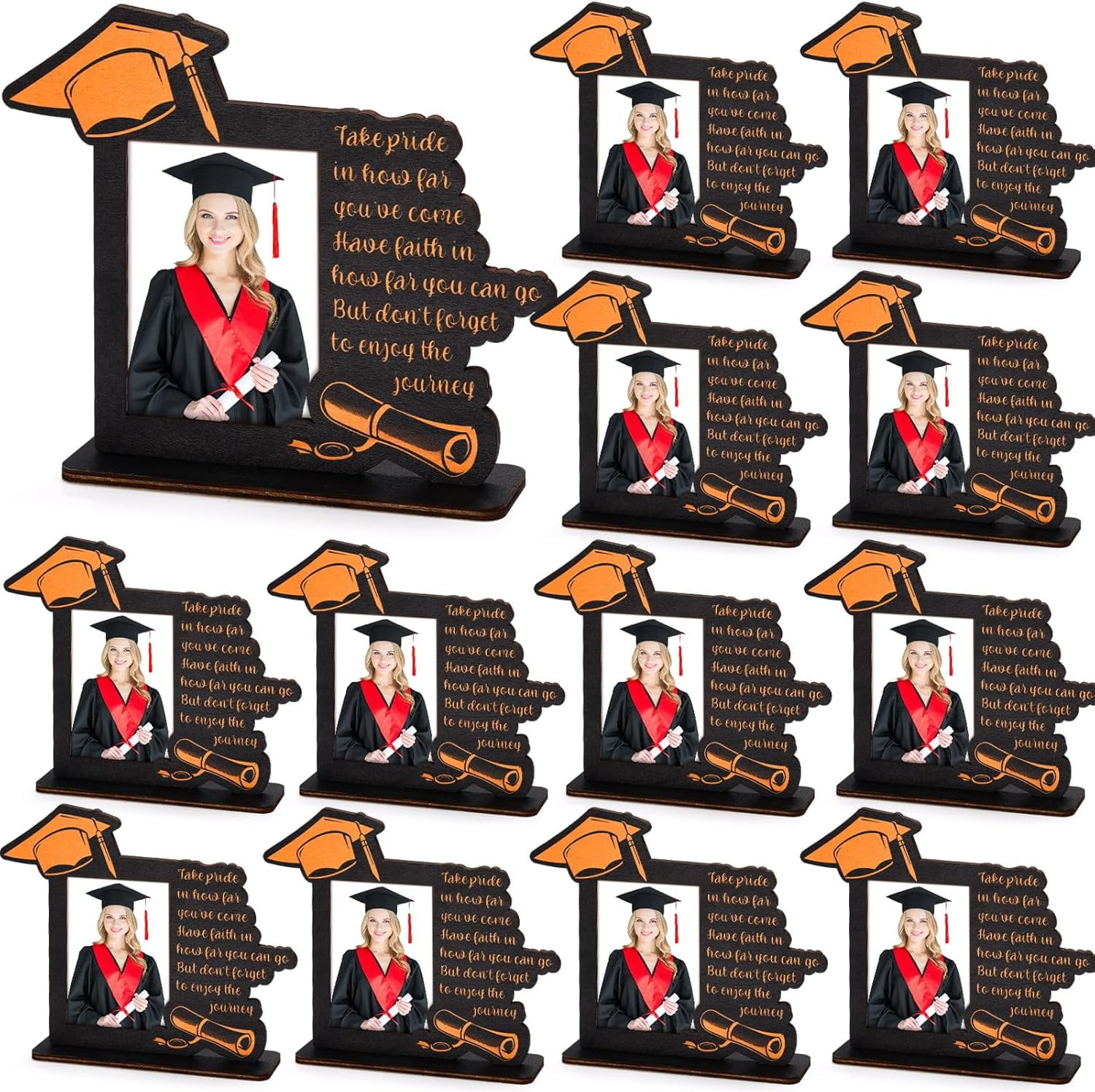 Qunclay 12 Pcs 2025 Wooden Graduation Picture Frame Class of 2025 Black ...