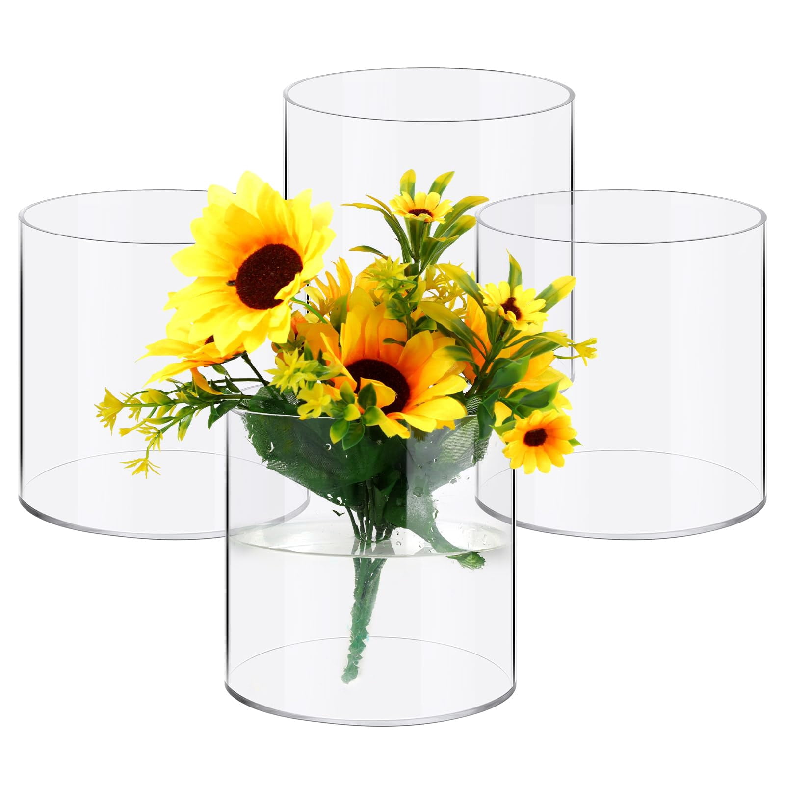 Qunclay 4 Pcs Acrylic Flower Vase Plastic Cylinder Vase for Centerpiece ...