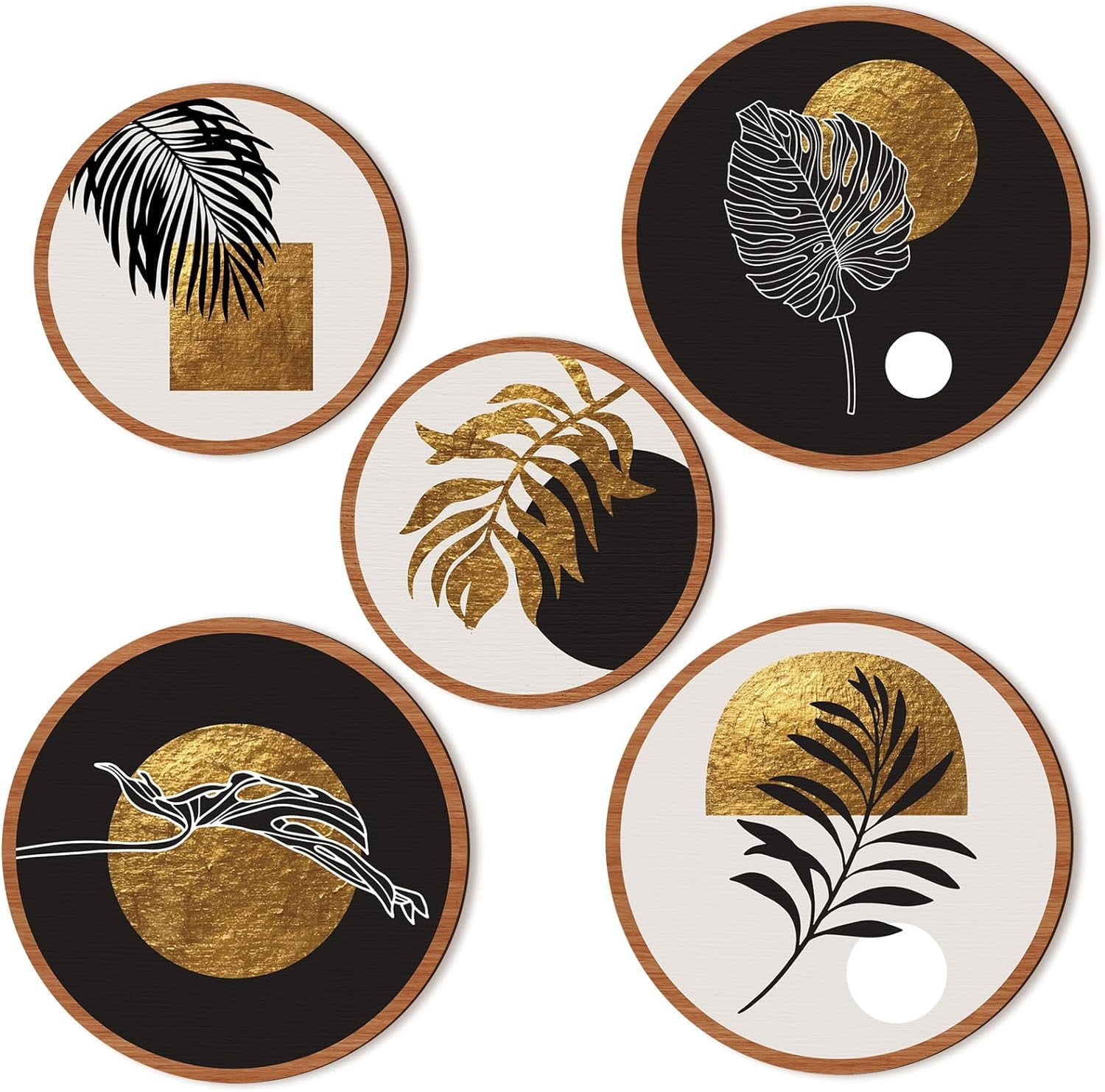 Qunclay 5 Pcs Wall Art Decor Wooden Living Room Wall Decor Bohemian ...
