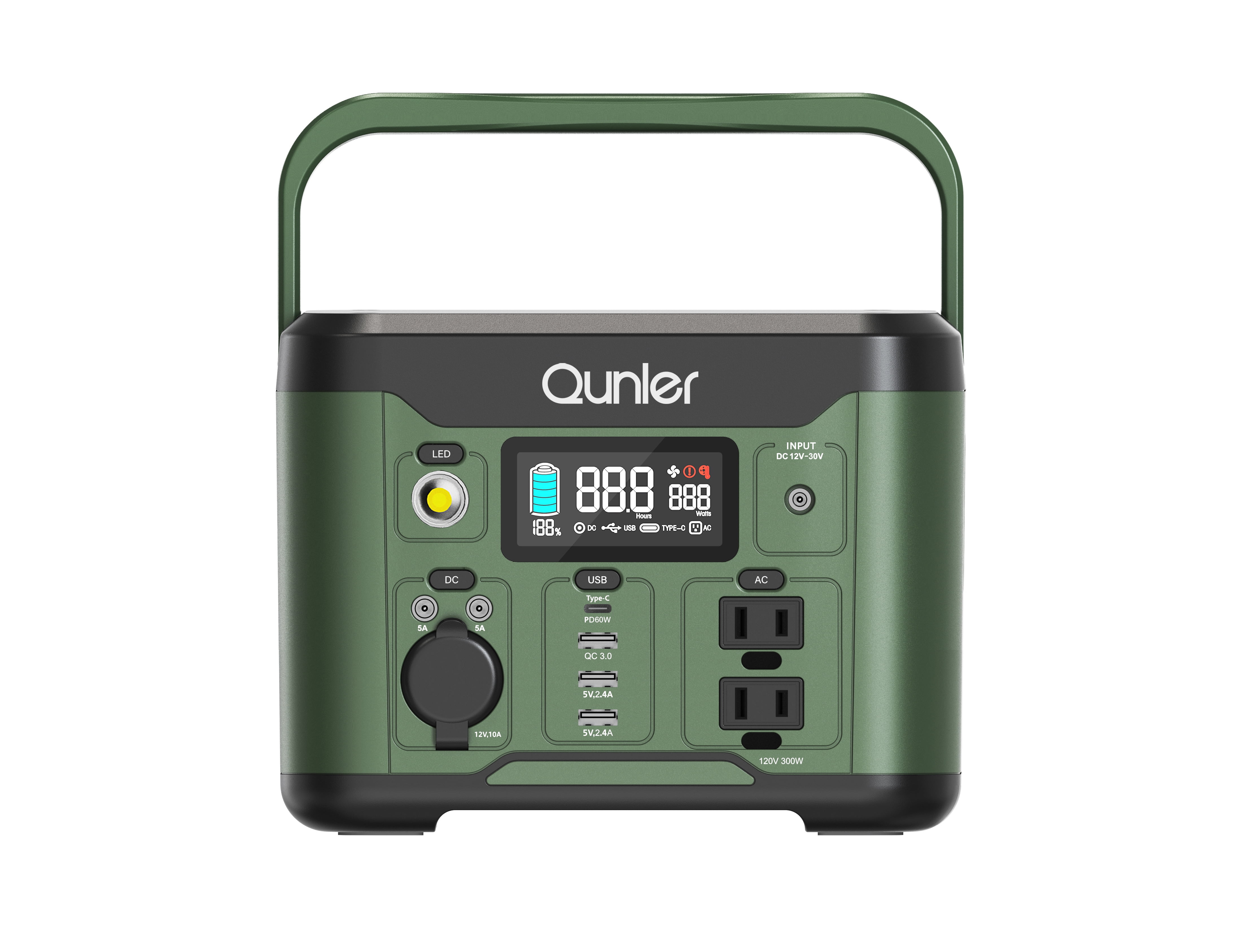 Qunler 300W Portable Power Station 296Wh Pure Sine Wave Outdoor ...