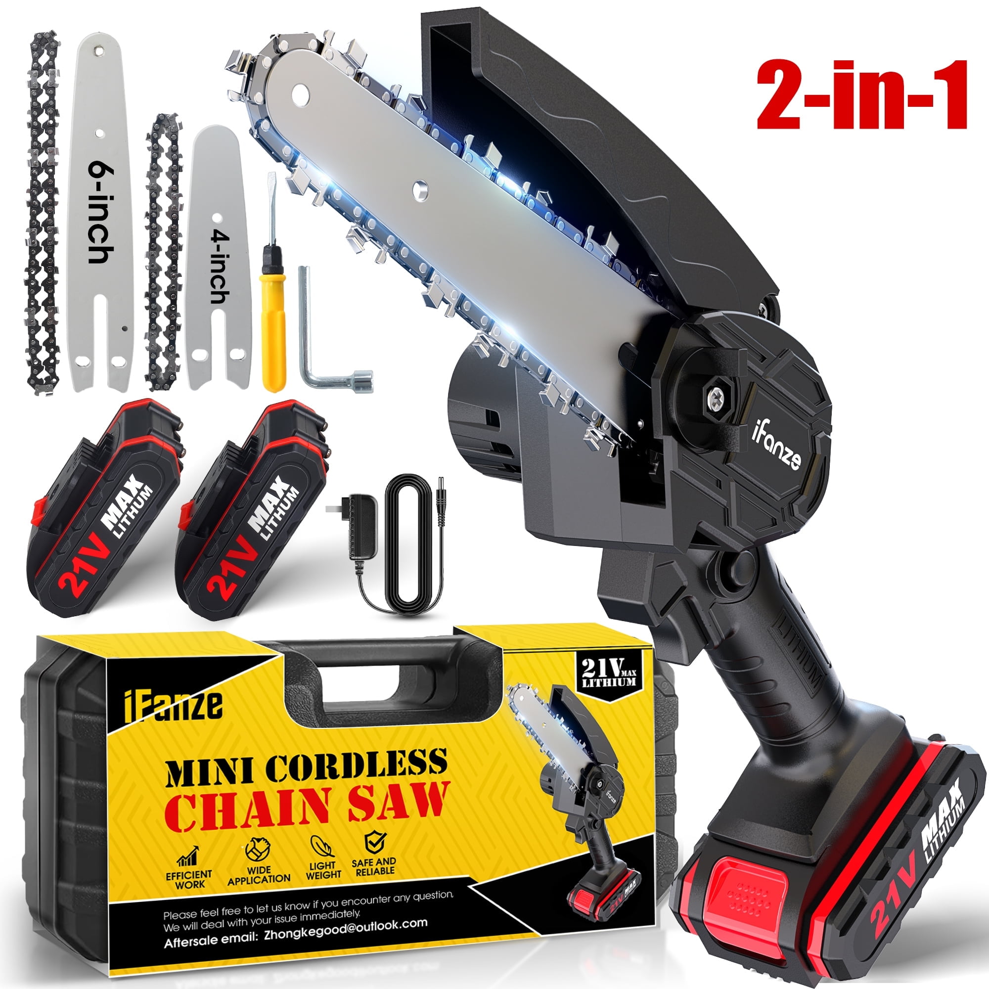 iFanze Mini Chainsaw, 4 & 6-inch Cordless Handheld Saw, Portable ...