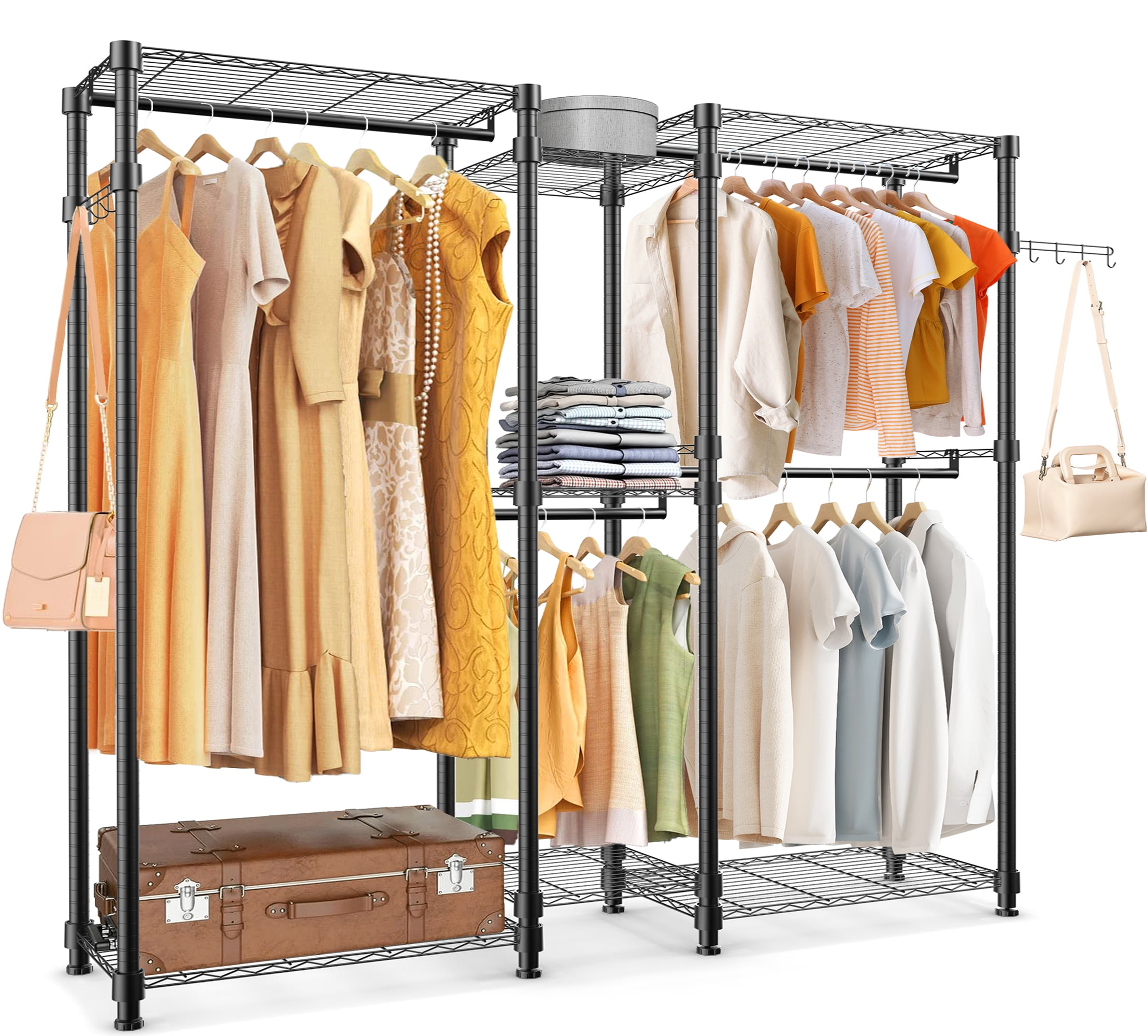 Qunler Portable Closet Garment Rack, Adjustable Heavy Duty Clothes Rack ...