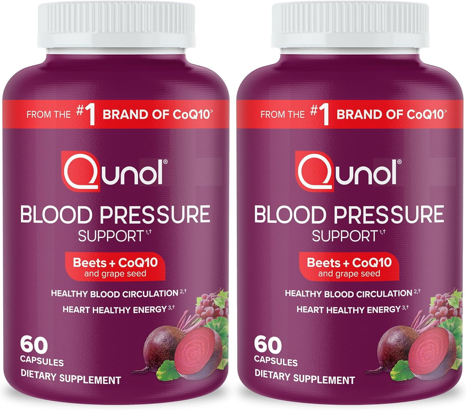 Qunol Beet Root Capsules, 3 in 1 Beets + CoQ10 + Grape Seed Extract, 60 ...