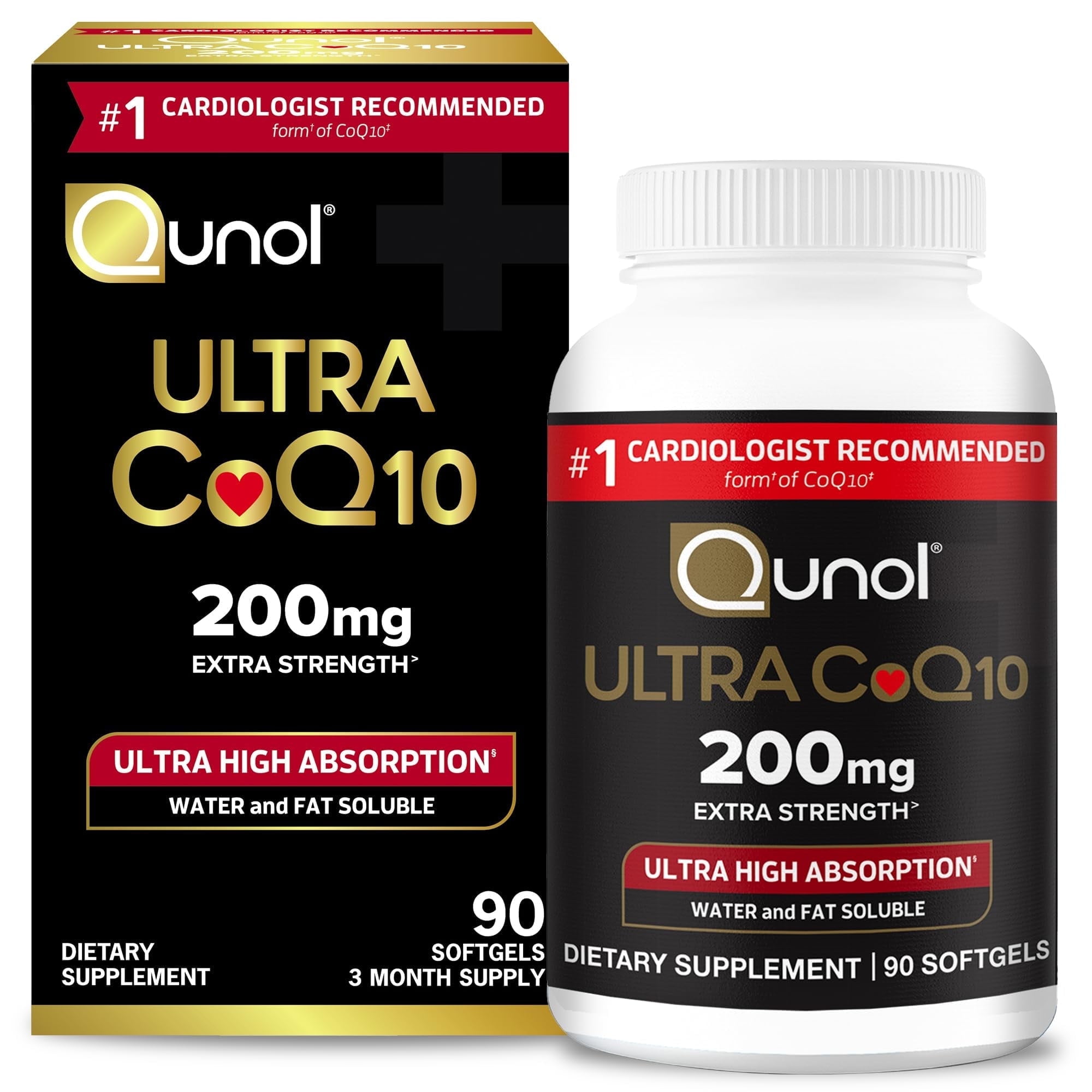 Qunol CoQ10 200mg Softgels, Ultra CoQ10 - Ultra High Absorption ...