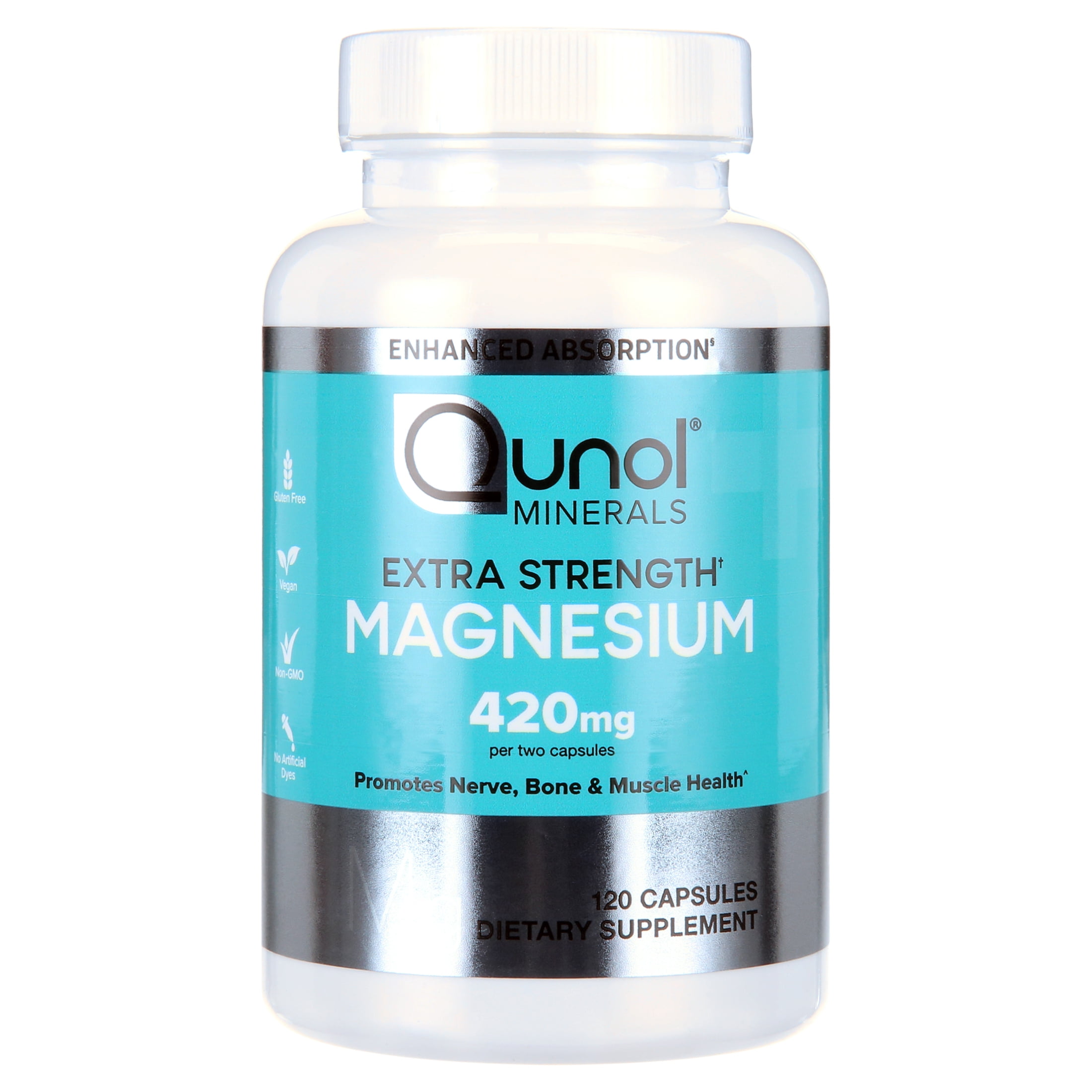 Qunol Magnesium, Extra Strength, 420 mg, 120 Capsules (210 mg per ...