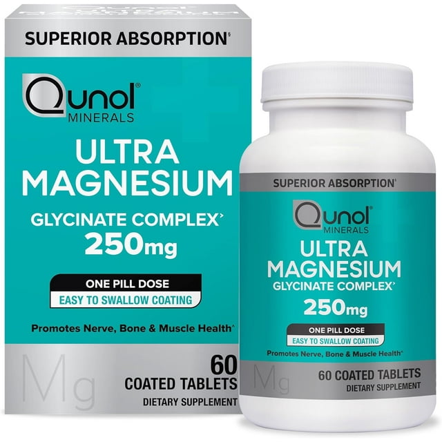 Qunol Magnesium Glycinate Complex, Gentle on Stomach, 250mg One Pill ...