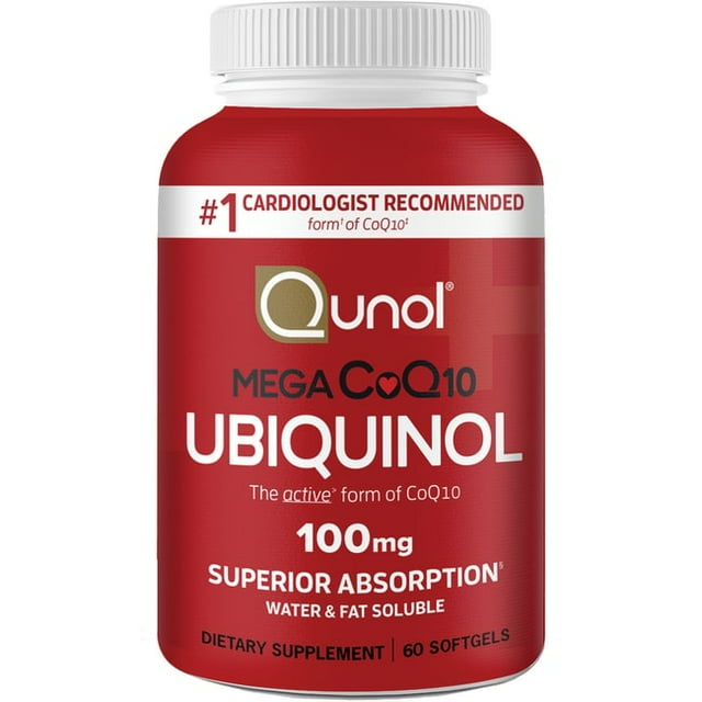 Qunol Mega Ubiquinol CoQ10 Softgels, 100mg, Superior Absorption, Antioxidant Supplement for ...
