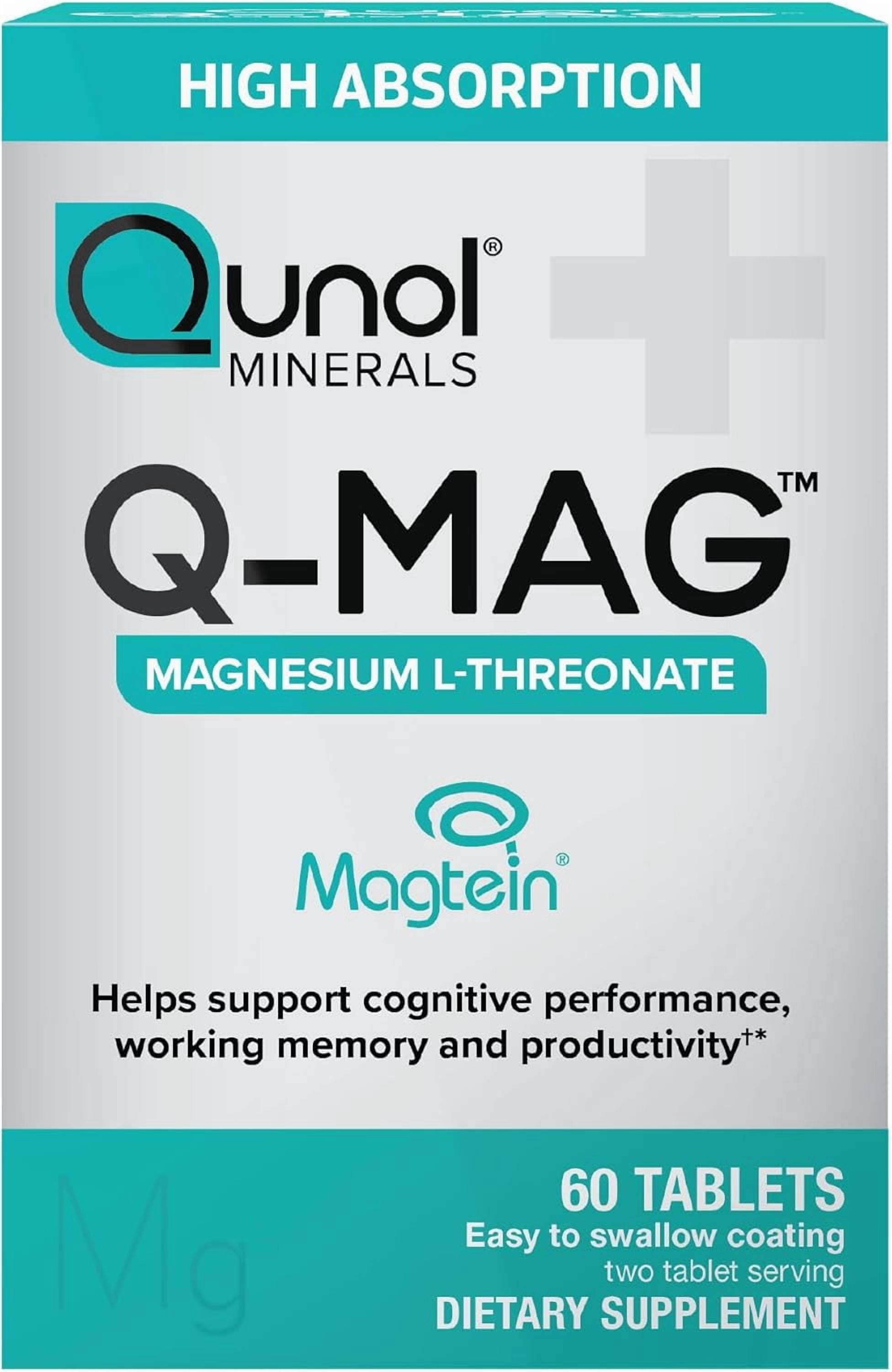 Qunol Q-Mag Magnesium L-Threonate Tablets, 2000mg of Magtein, 60 Count ...