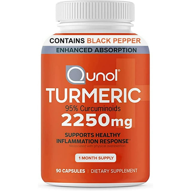 Qunol Turmeric Curcumin with Black Pepper, 2250mg Turmeric Extract with ...