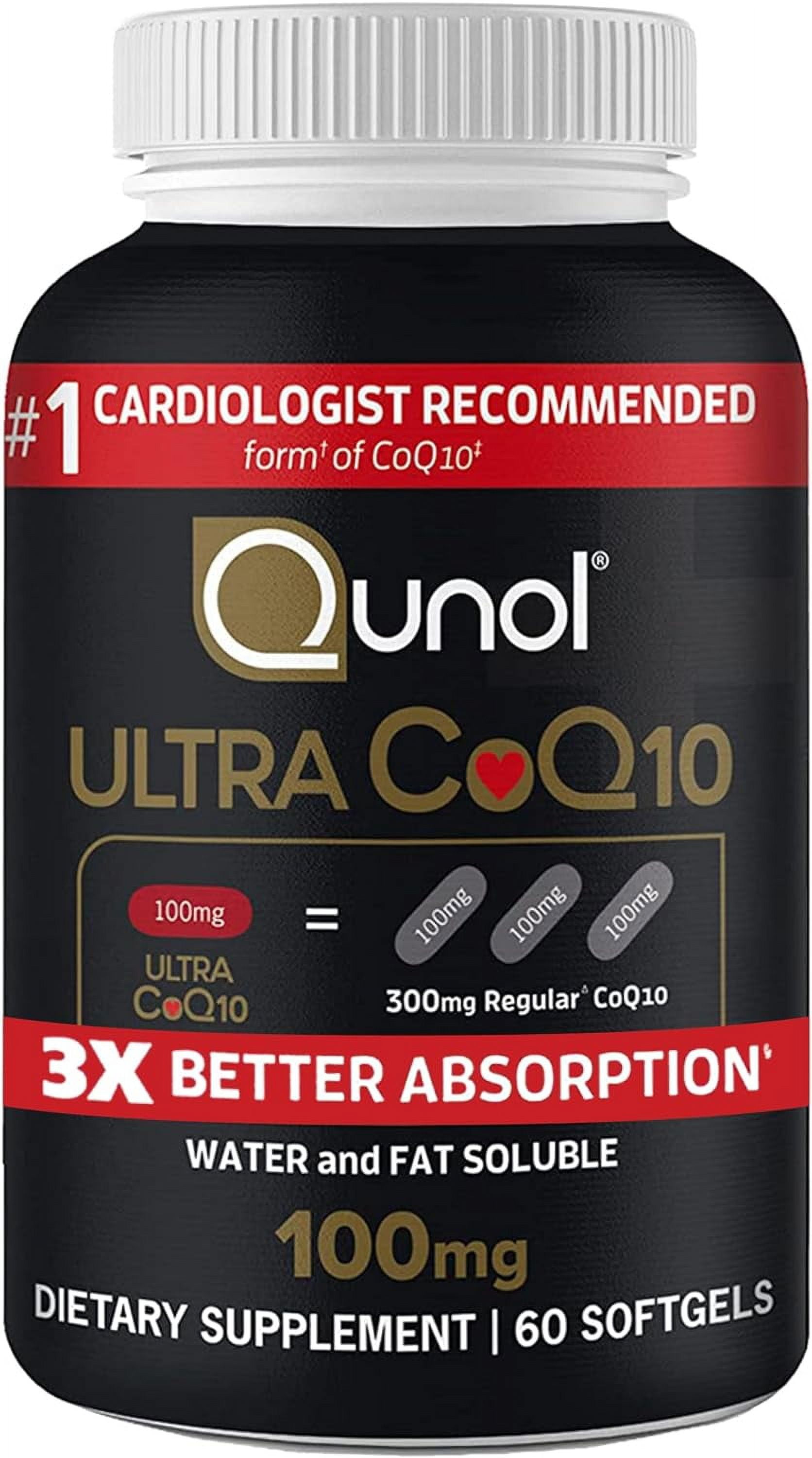 Qunol Ultra CoQ10 100mg Softgels- 3x Better Absorption Coenzyme Q10 ...