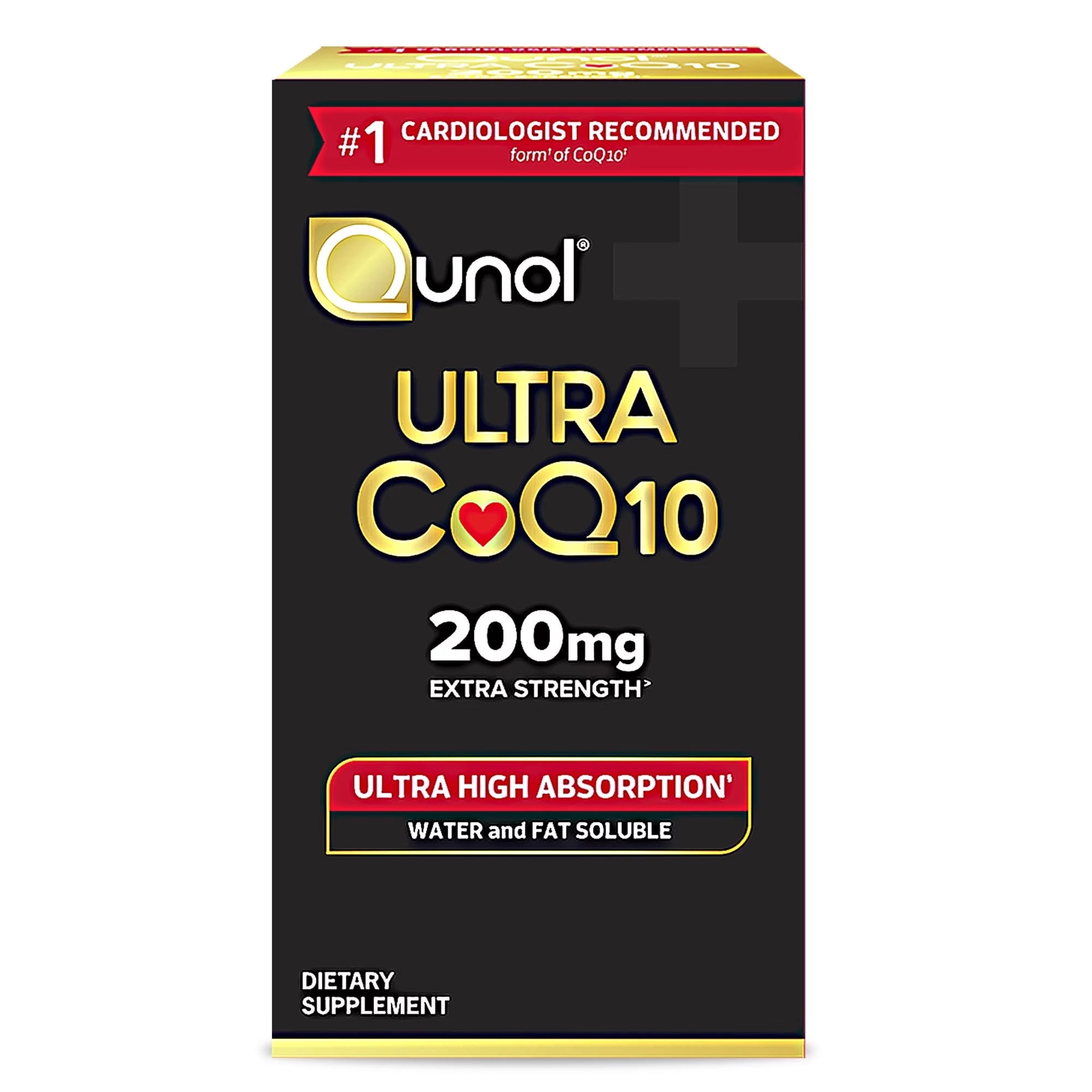 Qunol Ultra 200mg CoQ10 Extra Strength High Absorption 45 Soft Gels for ...