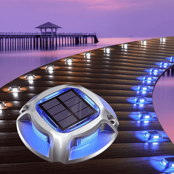 Solar Deck Lights Driveway Dock 4 Pack, Waterproof Outdoor Powered LED ...