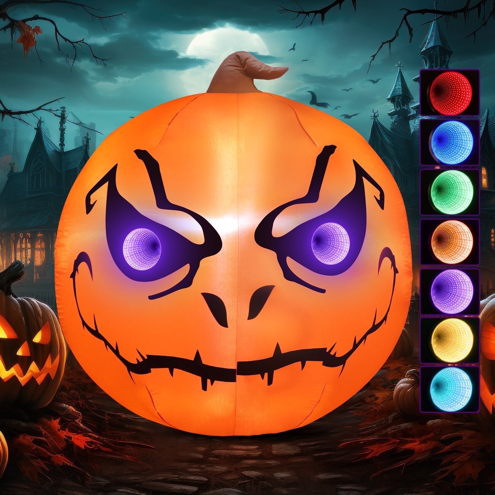 Quntis 5FT Halloween Inflatable Pumpkin with 3D Infinity Mirror Tunnel ...