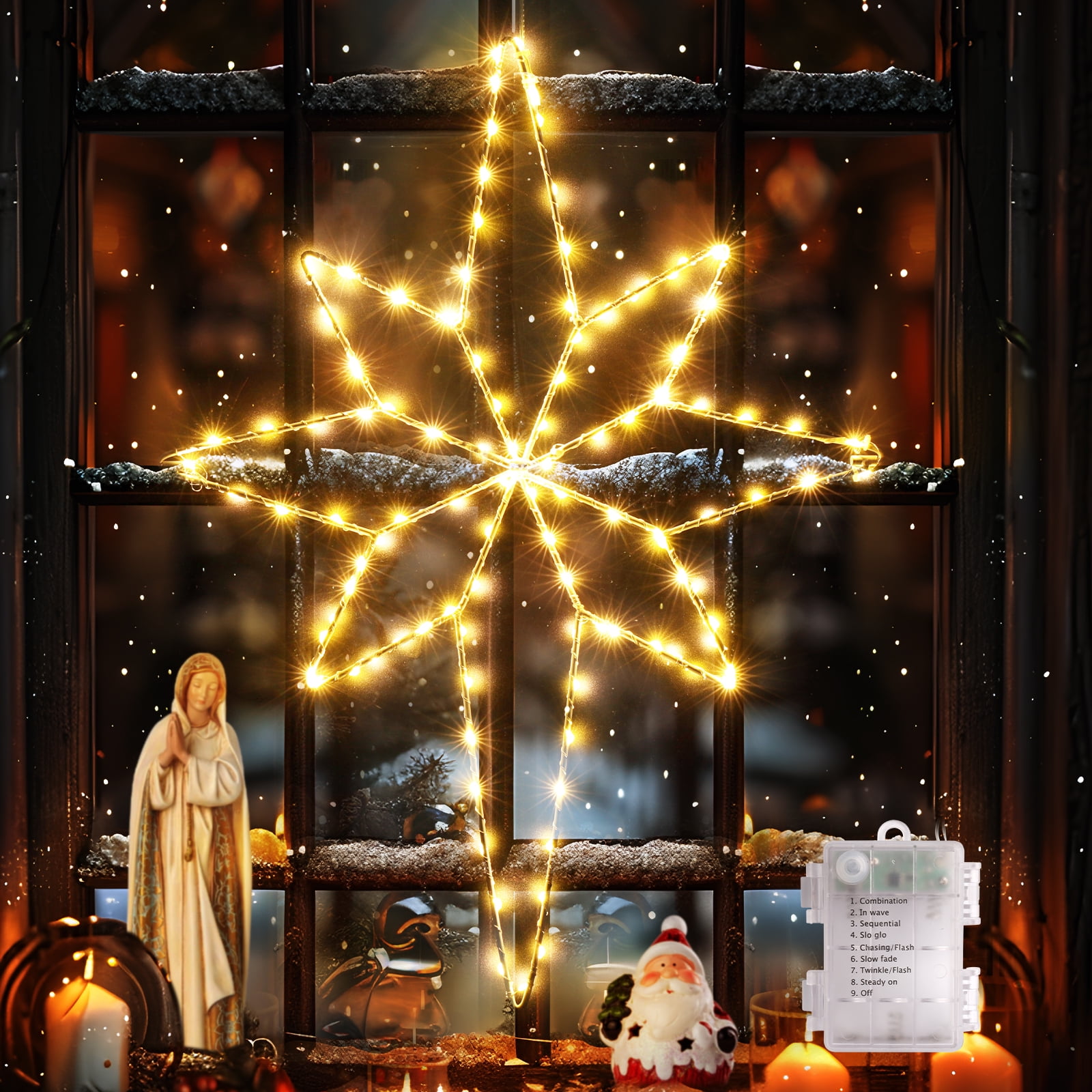 Quntis Christmas Bethlehem Star Window Lights, 23 Inch 118 LEDs ...