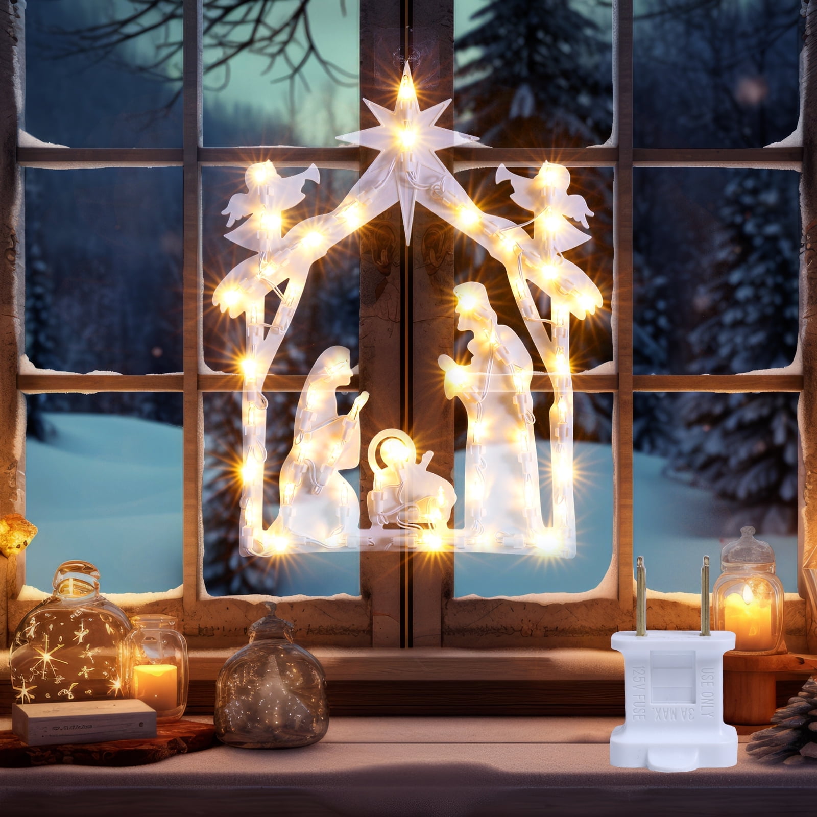 Quntis Christmas Window Lights, Lighted Christmas Angel and Star of ...