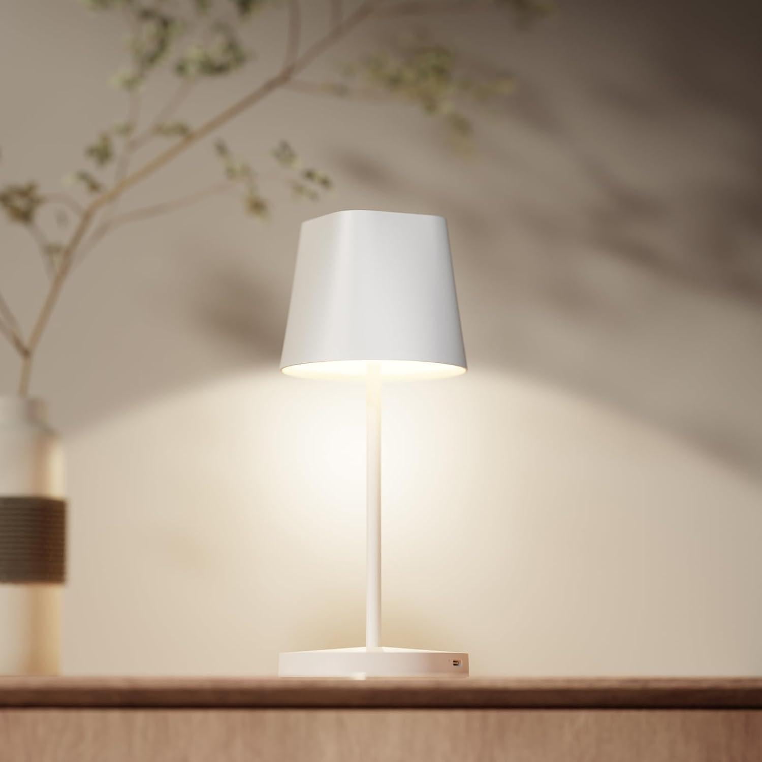 Quntis Cordless LED Table Lamp with Dimmer, Built-in Rechargeable ...