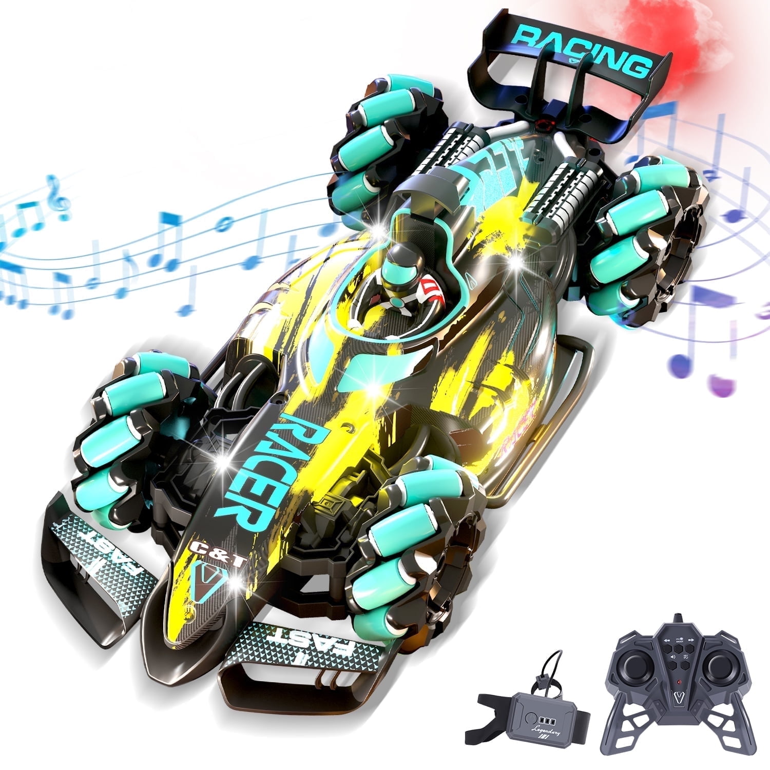 Quntis 1/12 Hand Controlled Remote Control Car, 2.4GHz F1 RC Stunt Car ...