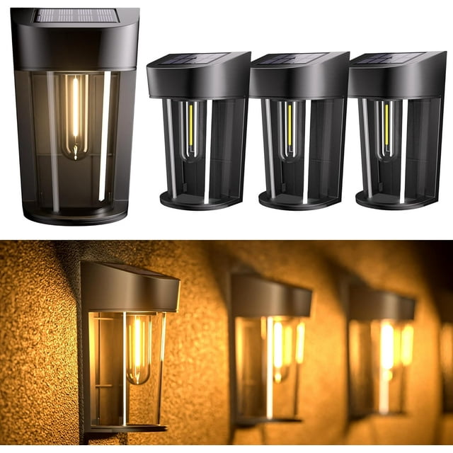 Quntis Solar Fence Lights 4 Pack, Extra Bright Edison LED Bulbs ...