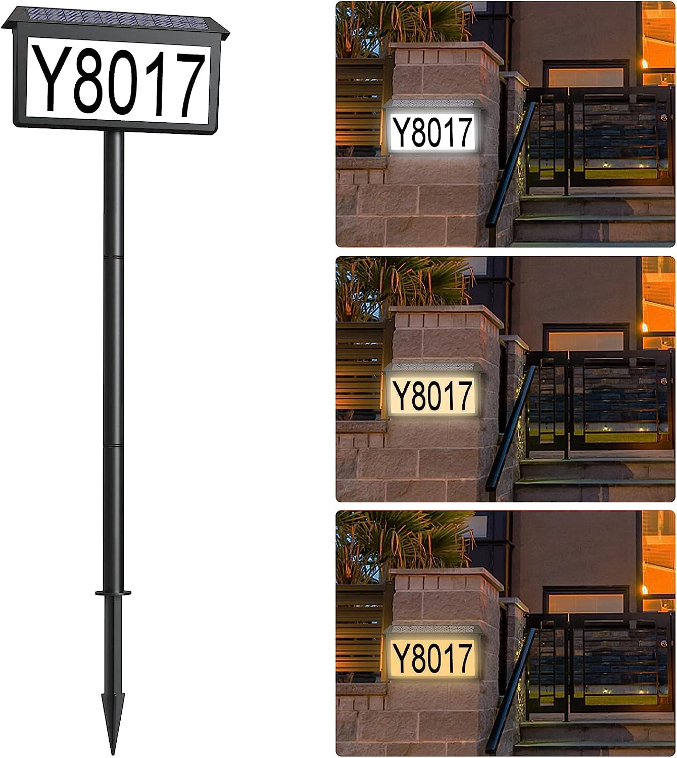 Quntis Solar House Number Sign,3 Modes Lighting Solar Address Number ...