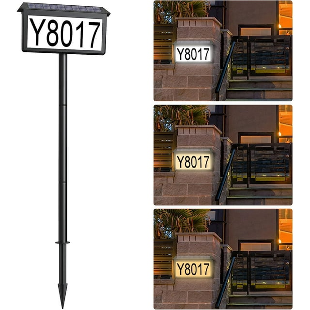 Quntis Solar House Number Sign,3 Modes Lighting Solar Address Number ...