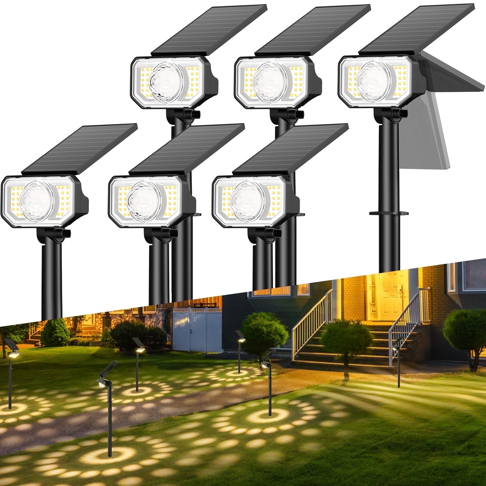 Quntis Solar Spotlights Outdoor, Adjustable Dual-Lens Solar Landscape ...