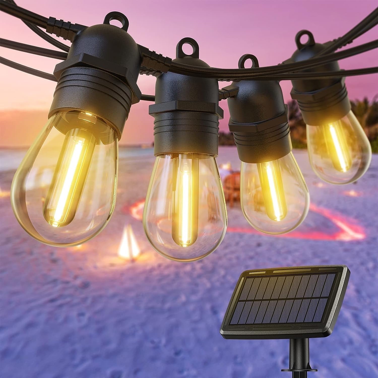 Quntis Solar String Lights Outdoor, 36ft LED, Waterproof, Shatterproof ...