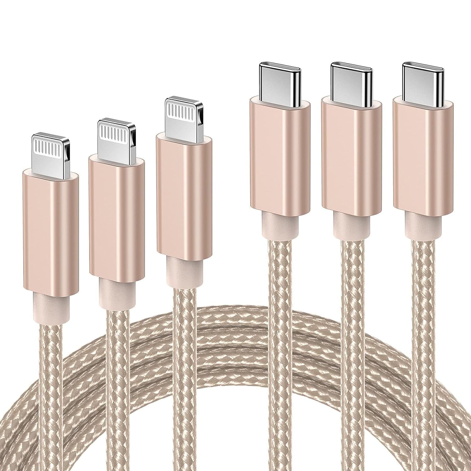 Quntis USB C to Lightning Cable, 3 Pack MFi Certified Nylon Braided ...