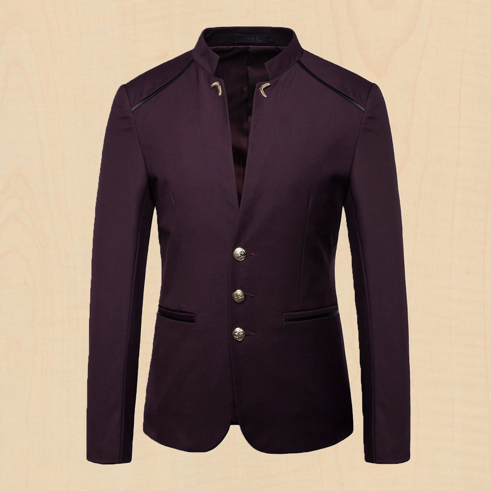 Qunyiney Blazer Mens Fall Jacket Solid Long Sleeve Red Sport Coat ...