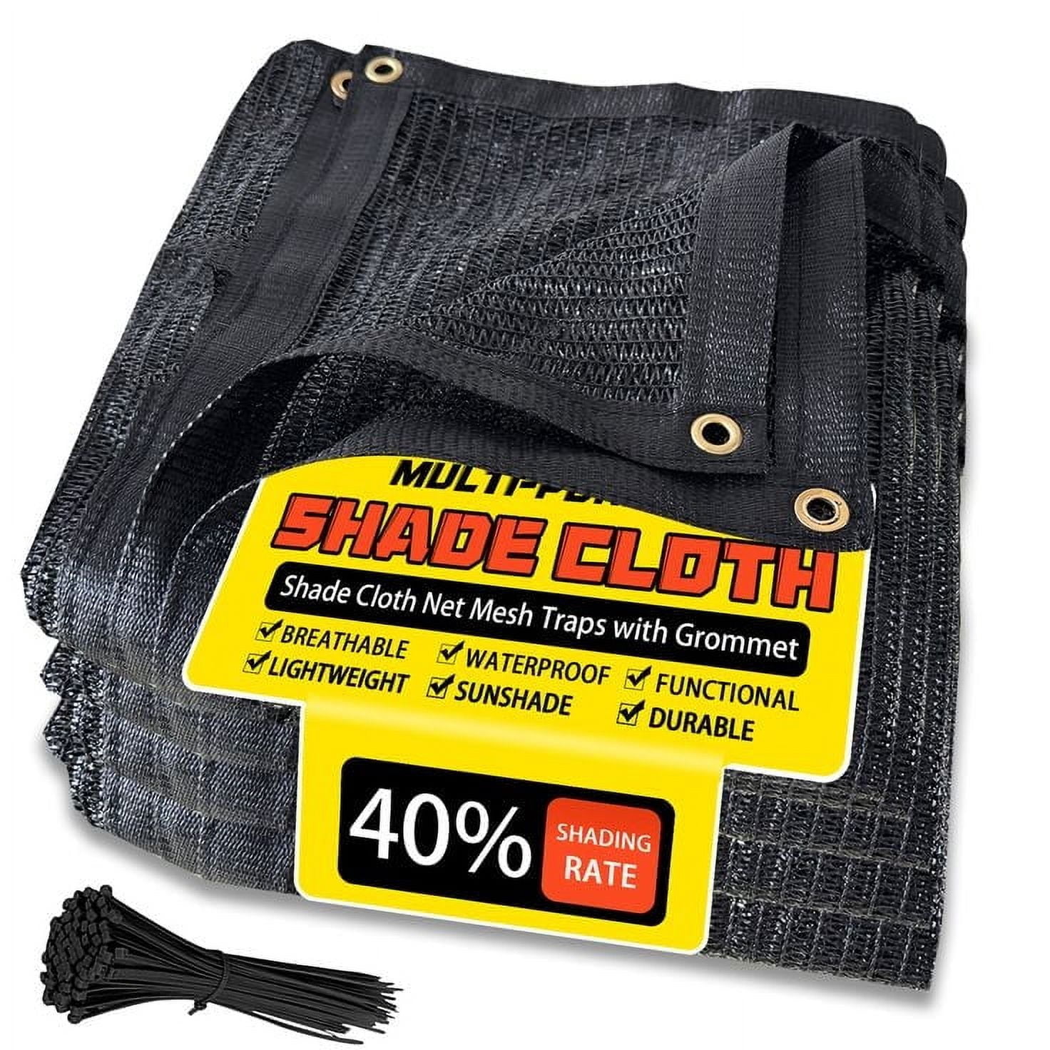Quobiad 40% Black Shade Cloth, 14 x 20 FT Durable Taped Edge with Brass ...
