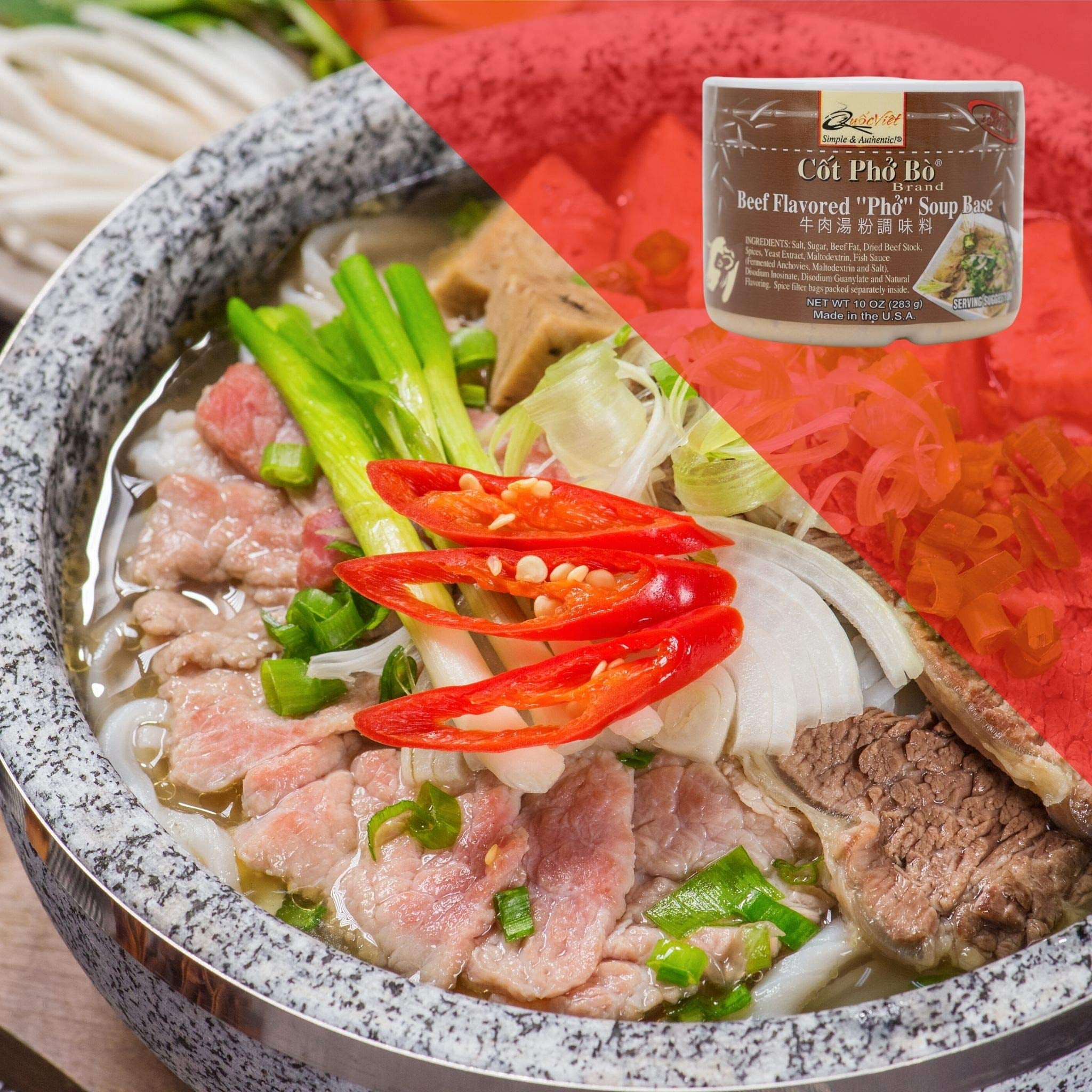 Quoc Viet Foods TWE5 Beef Flavored "Pho" Soup Base 10oz Cot Pho Bo ...