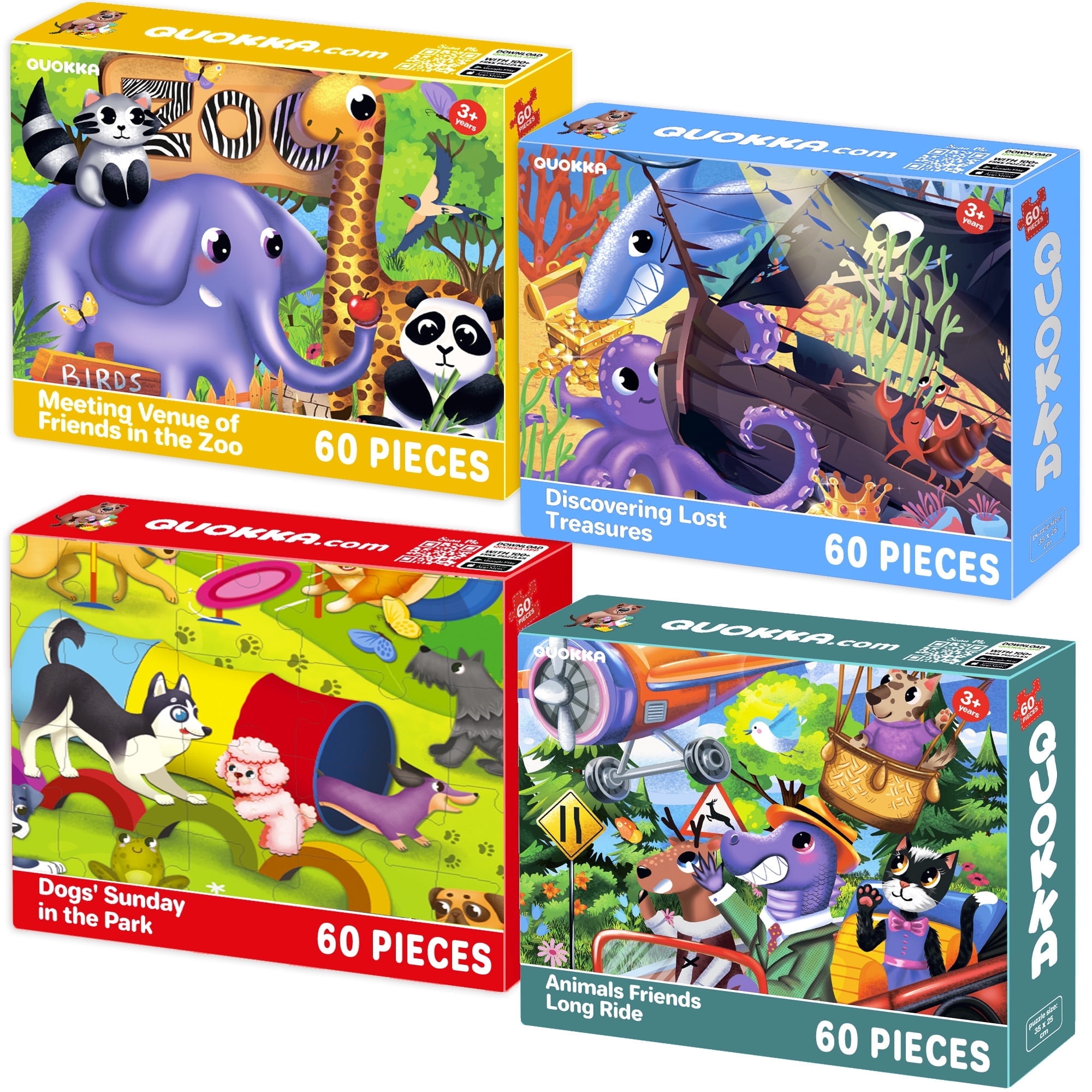 Quokka 60 Piece Kids Puzzles Ages 4 6 – Set of 4 Animal Jigsaw puzzles ...